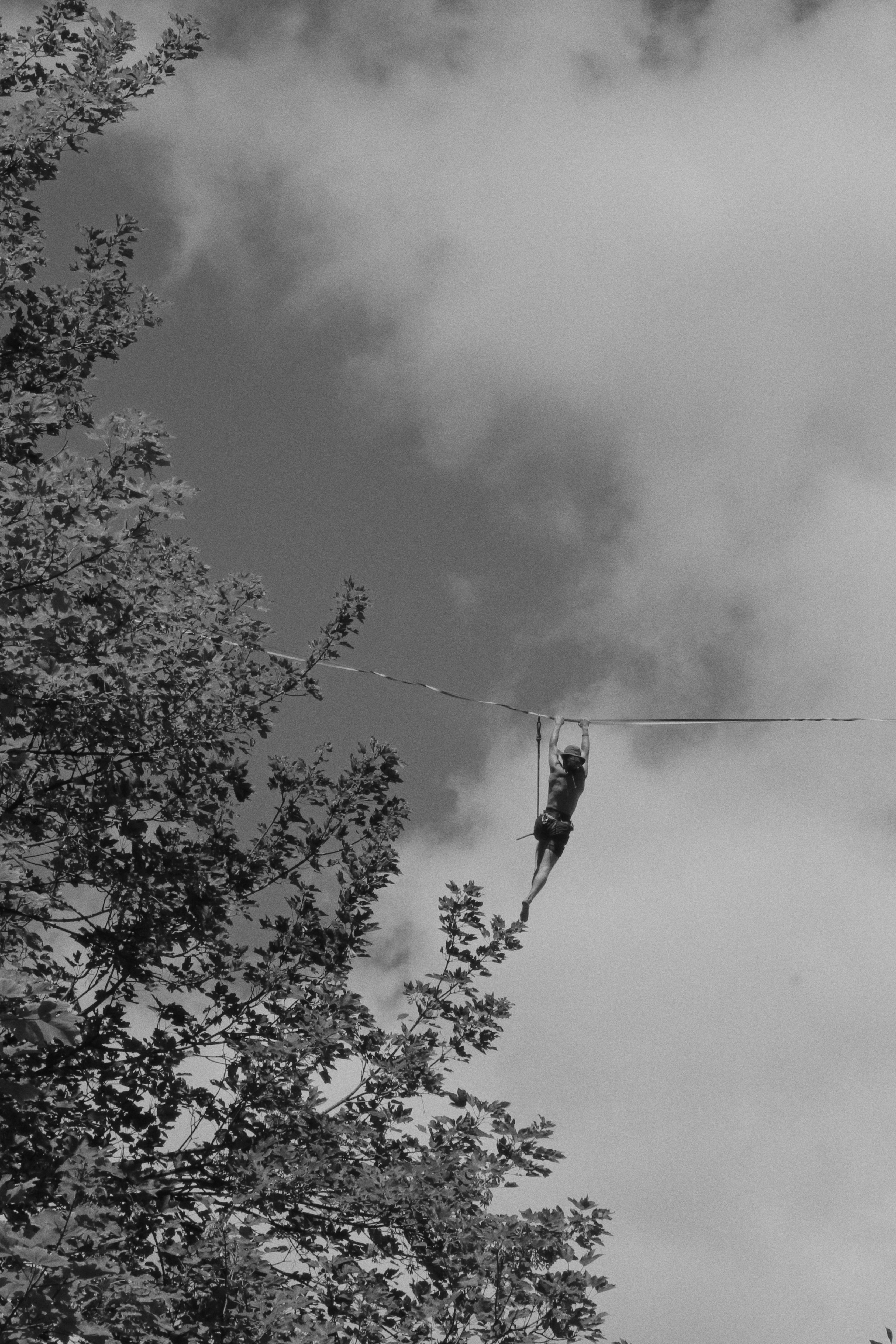 Slackliner Balancing High Above Pietracamela · Free Stock Photo