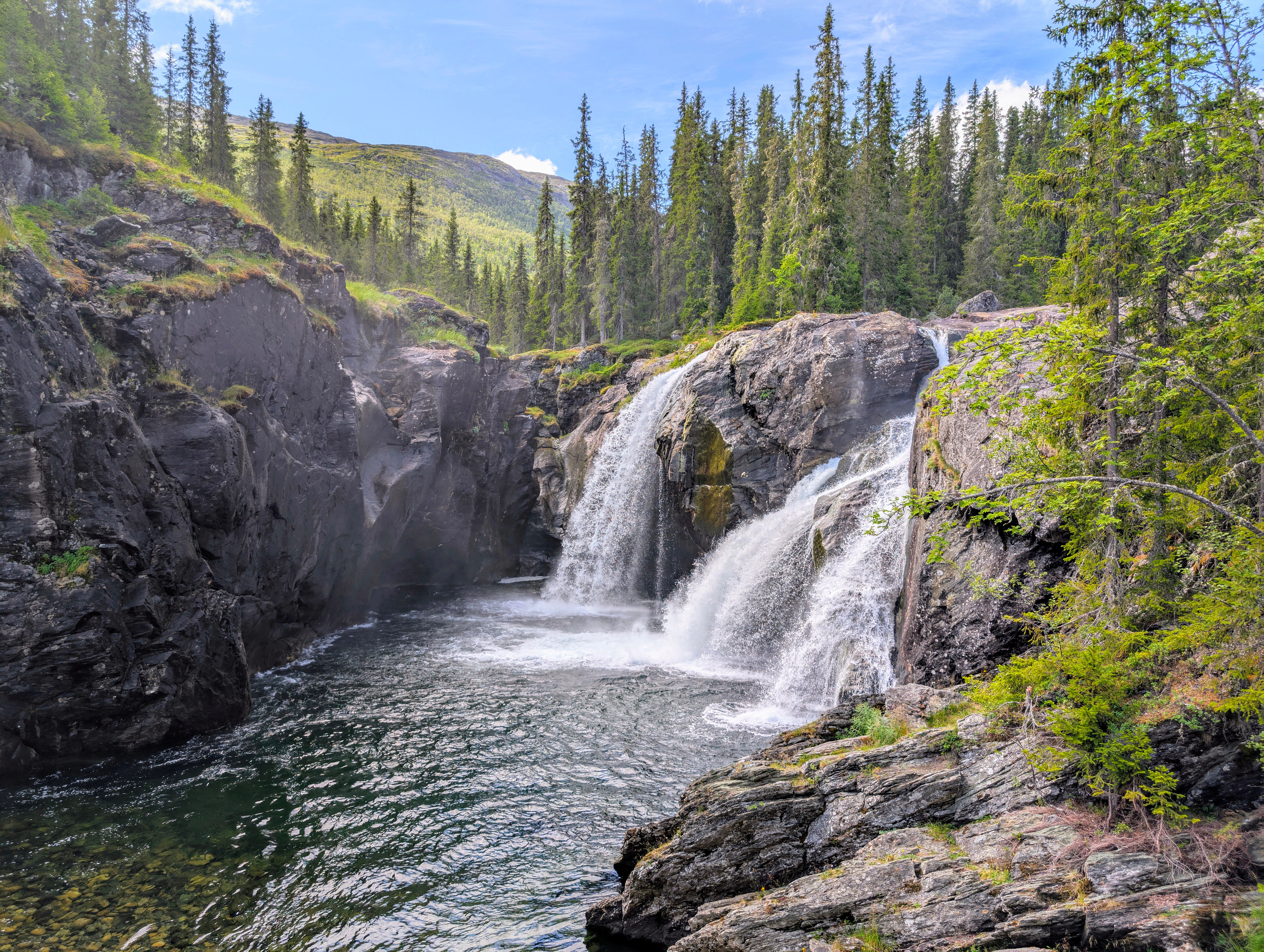 Scenic Waterfall in Forest Landscape · Free Stock Photo