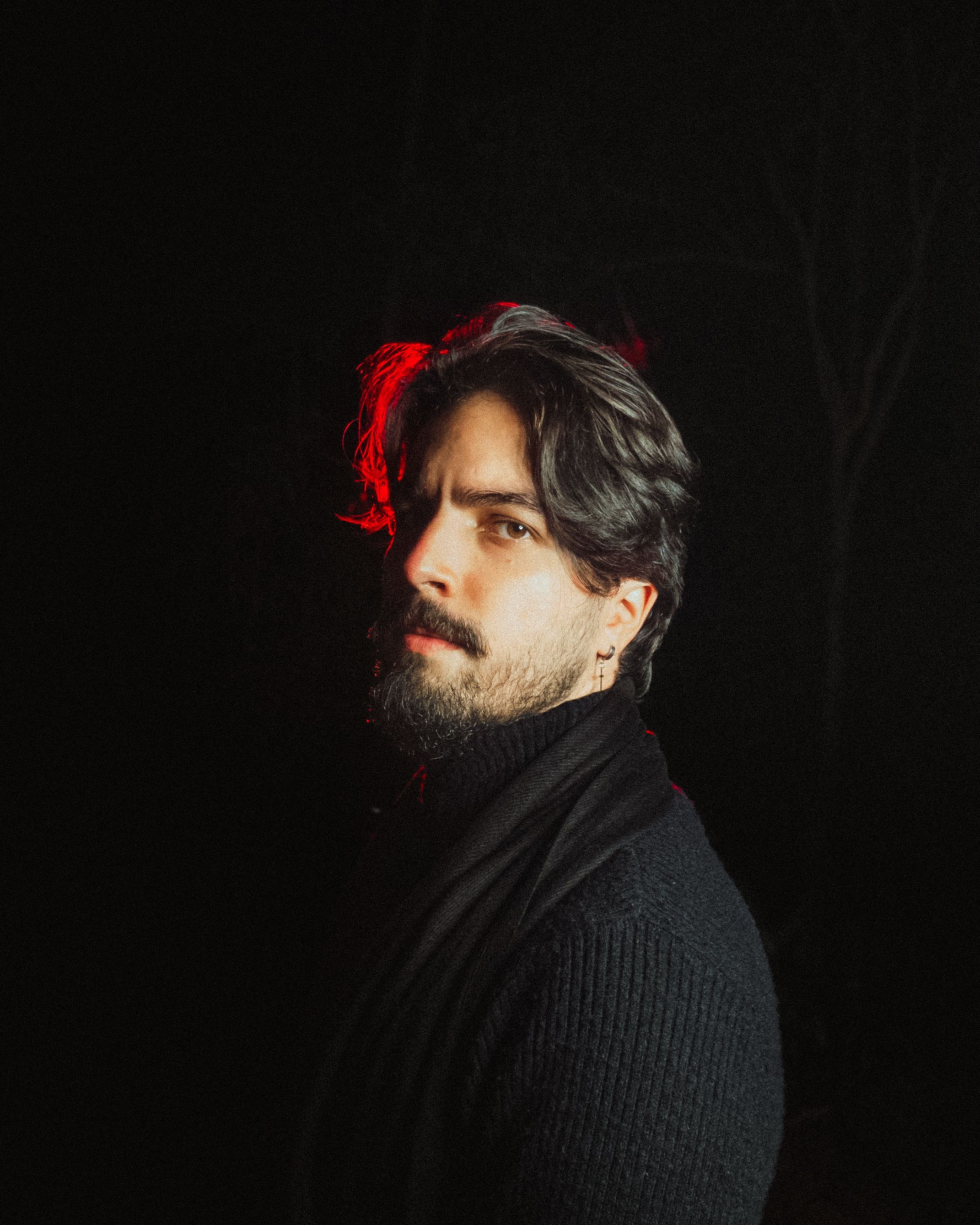 Moody Portrait of Man with Red Lighting · Free Stock Photo
