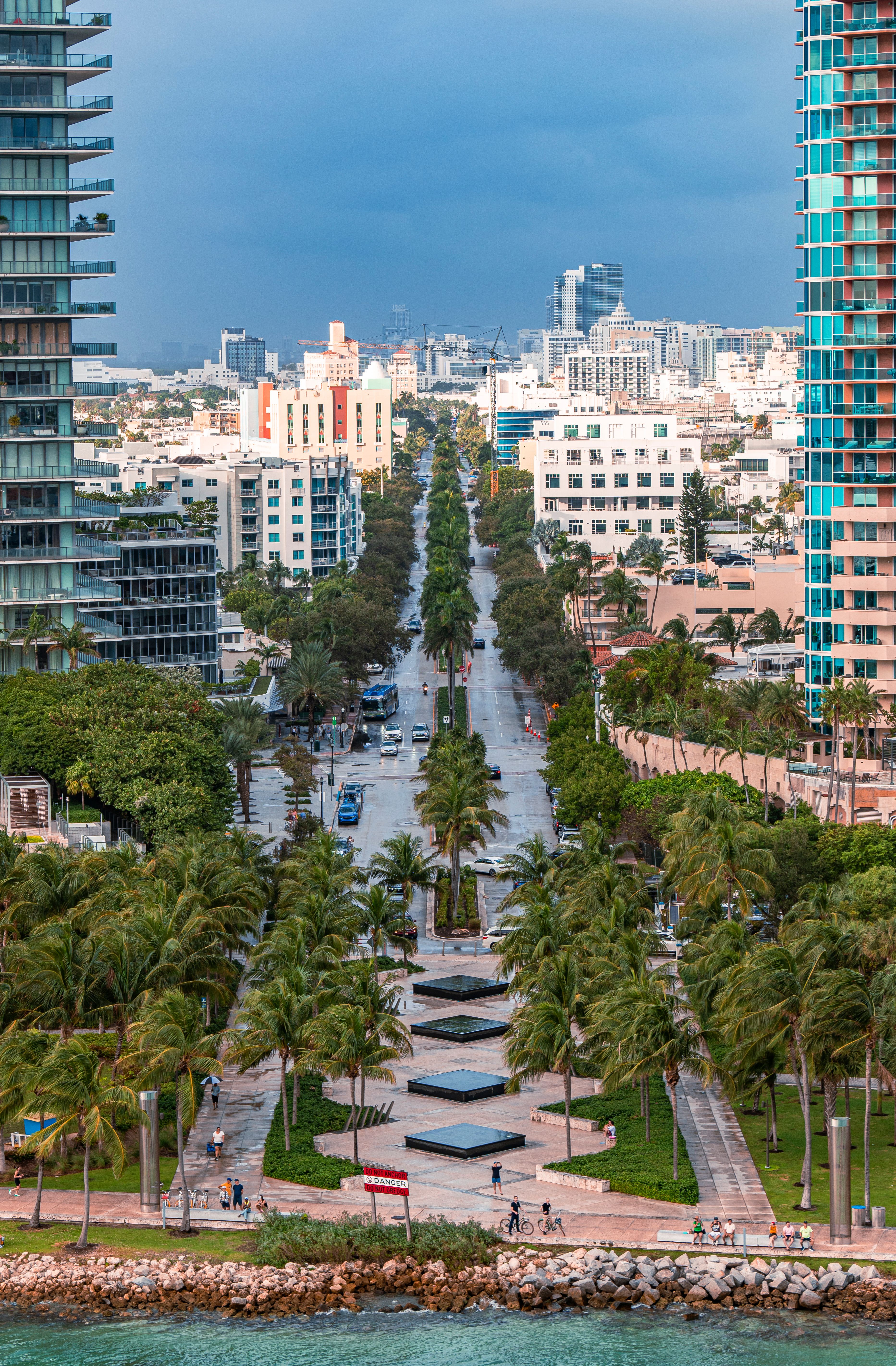 Aerial View of Palm-Lined Miami Street · Free Stock Photo