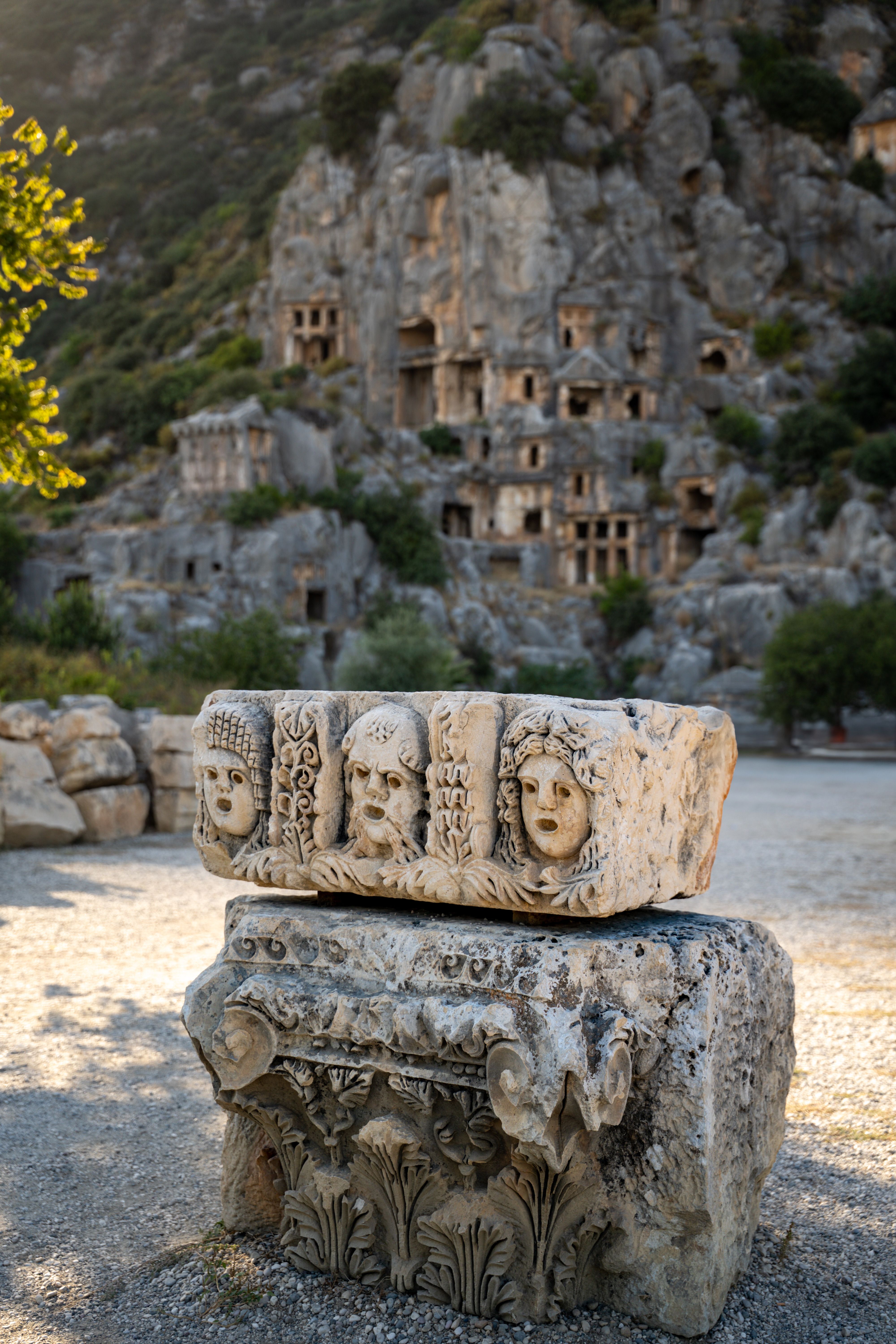 Ancient Rock Tombs of Myra with Sculpted Stone · Free Stock Photo
