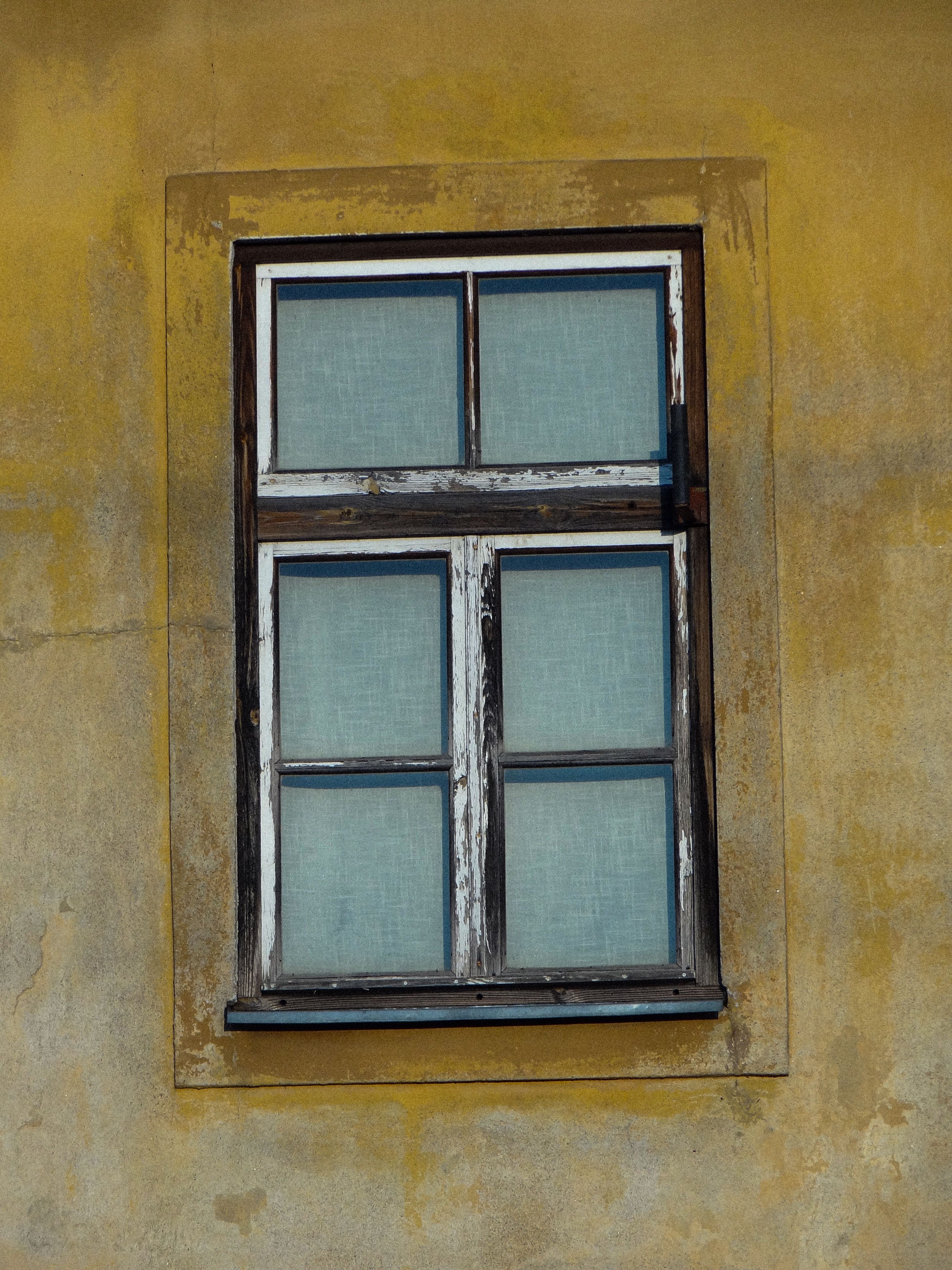 Rustic Wooden Window on Old Yellow Wall · Free Stock Photo