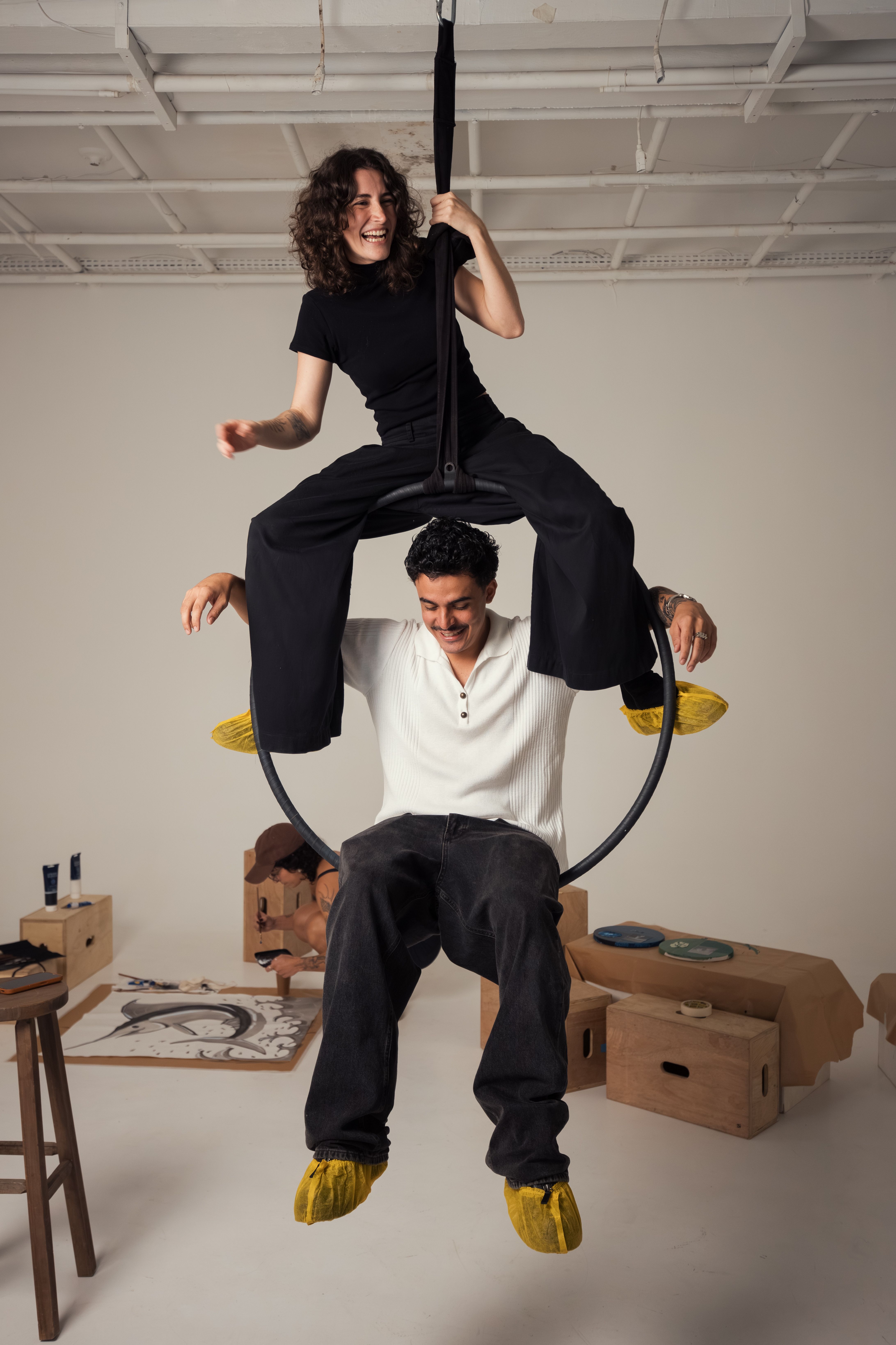 Dynamic Duo in Aerial Hoop Performance · Free Stock Photo