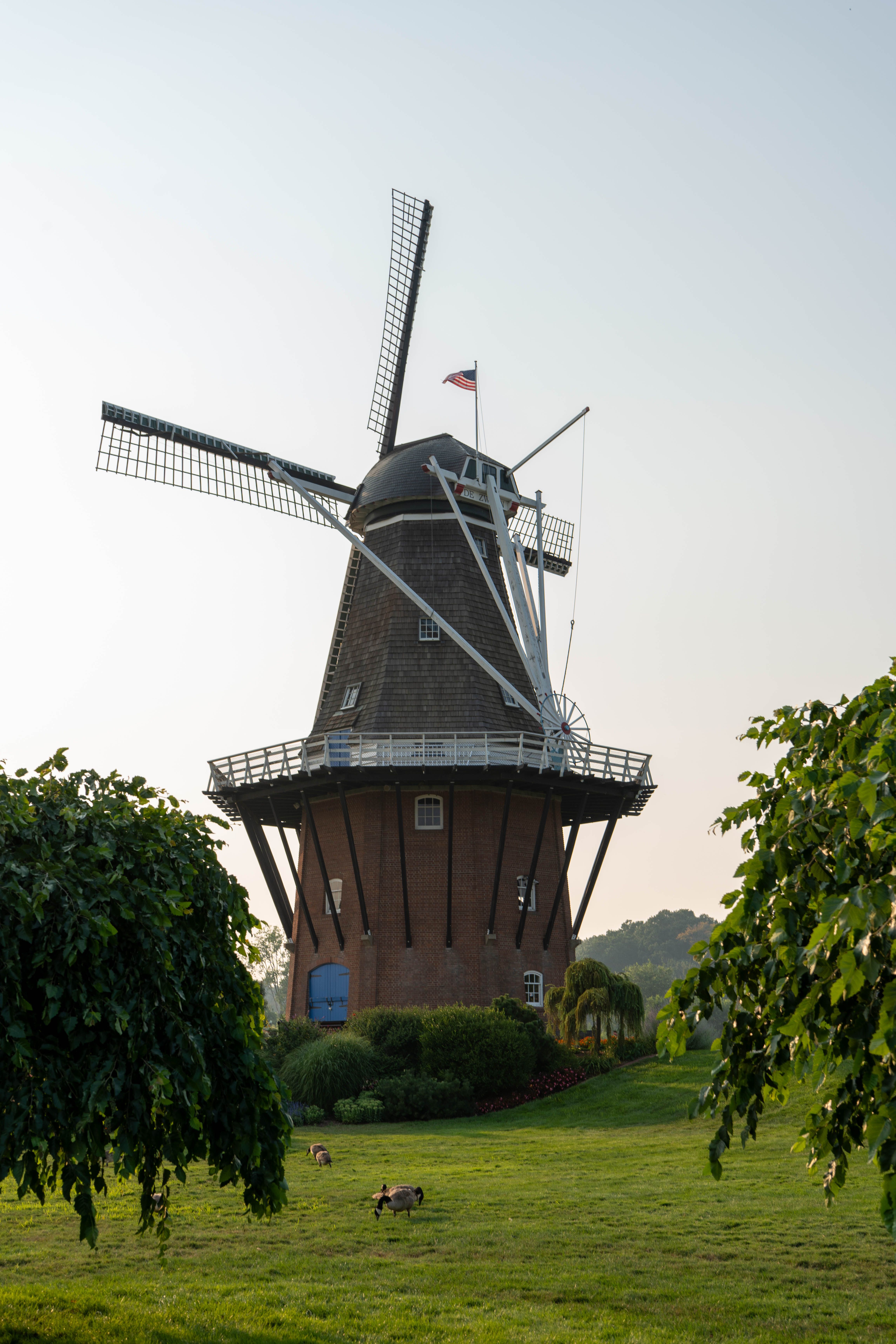 Brown and Gray Windmill Beside Green Tree Under Blue Cloudy Sky during ...