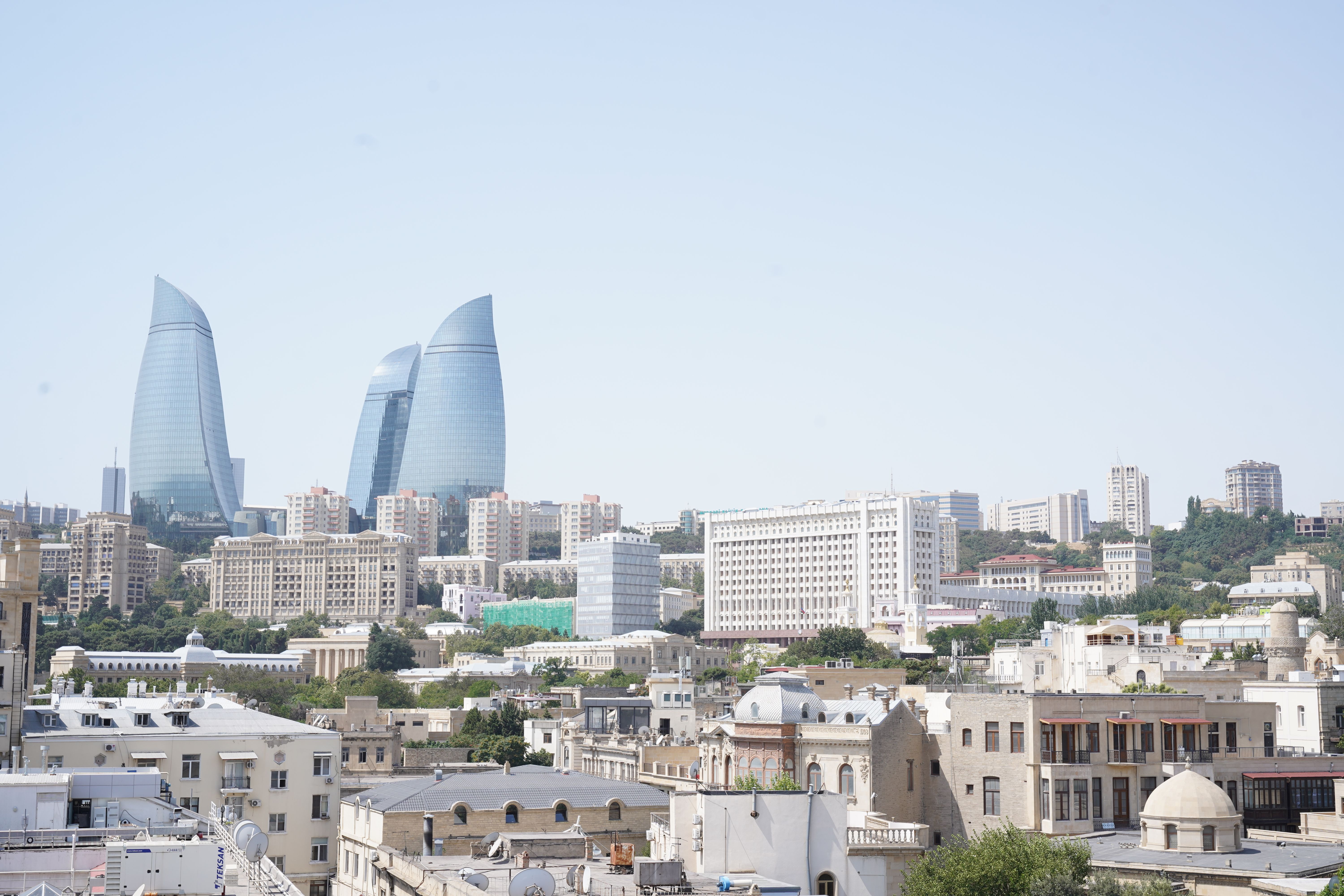 Baku cityscape with iconic Flame Towers · Free Stock Photo