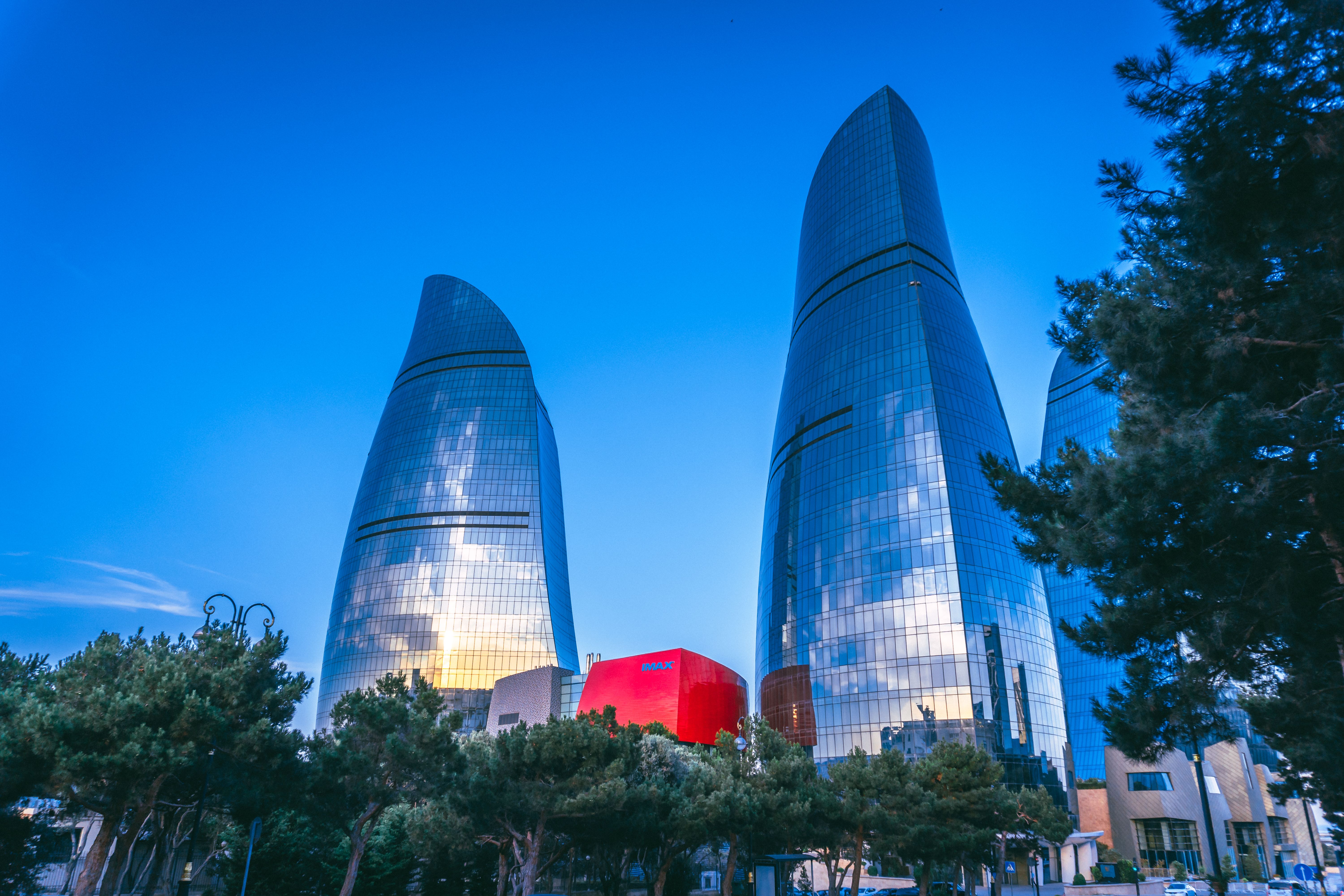 Iconic Flame Towers in Baku at Dusk · Free Stock Photo