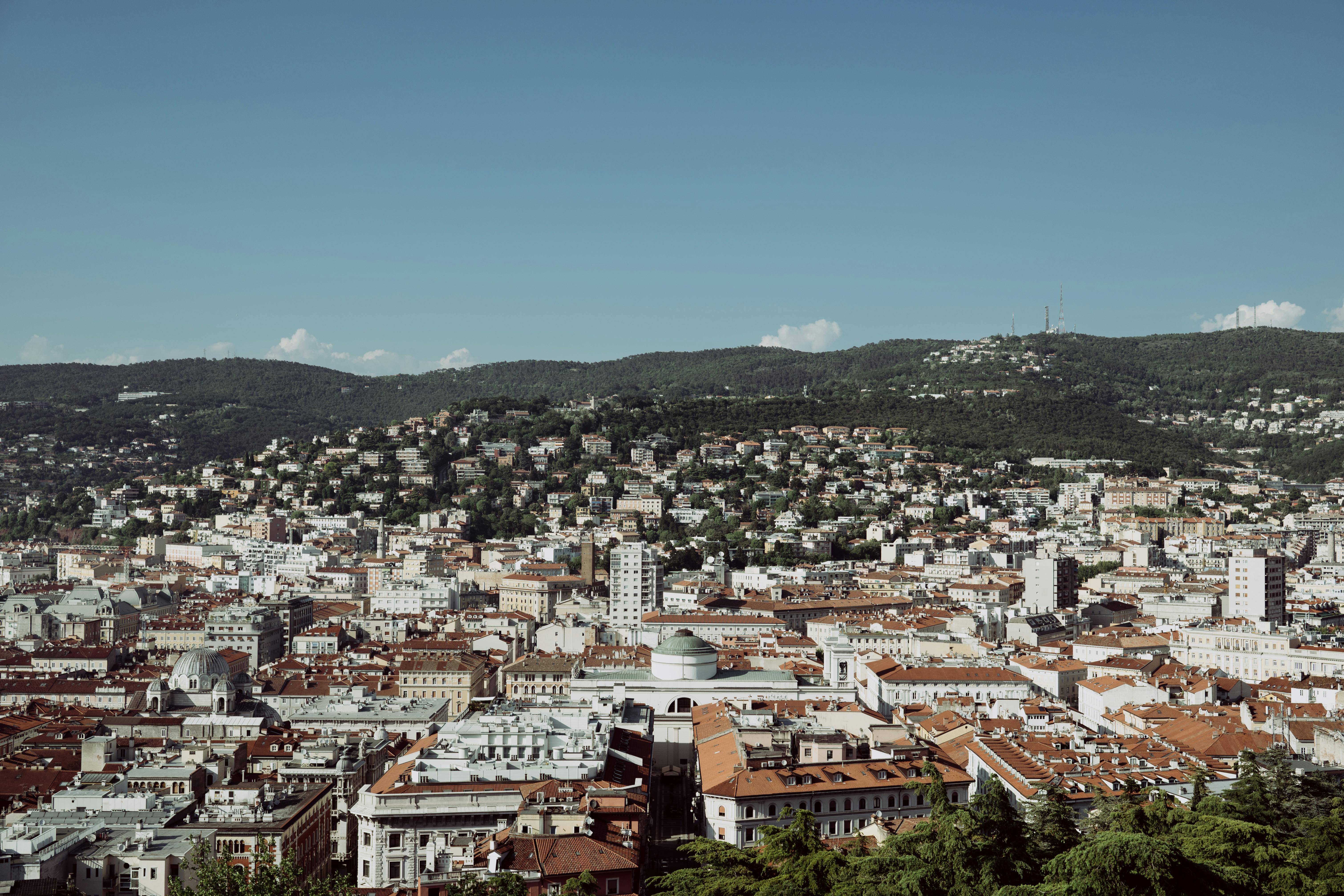 Aerial View of Trieste with Hills and Urban Landscape · Free Stock Photo