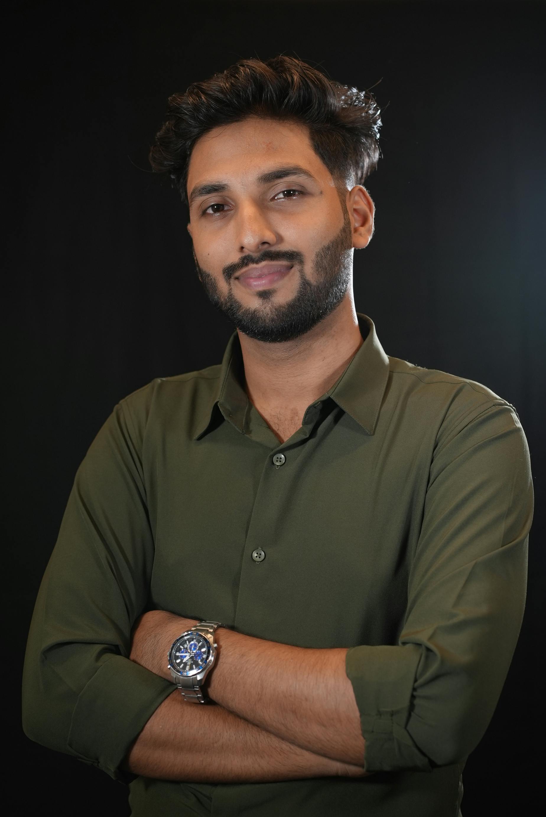 Professional Portrait of Young Man in Maroon Shirt · Free Stock Photo