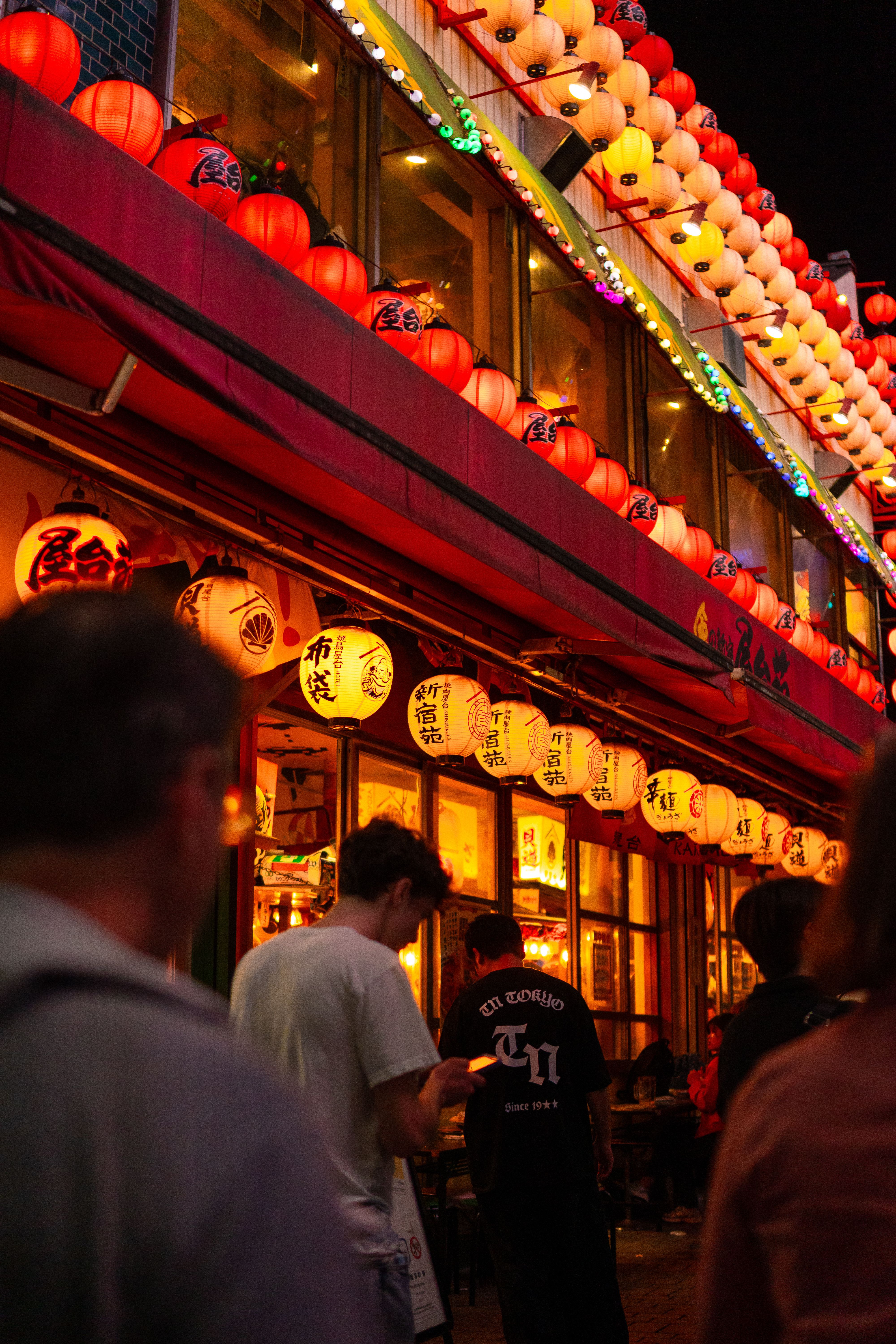 Vibrant Night Scene in Japanese Street Market · Free Stock Photo