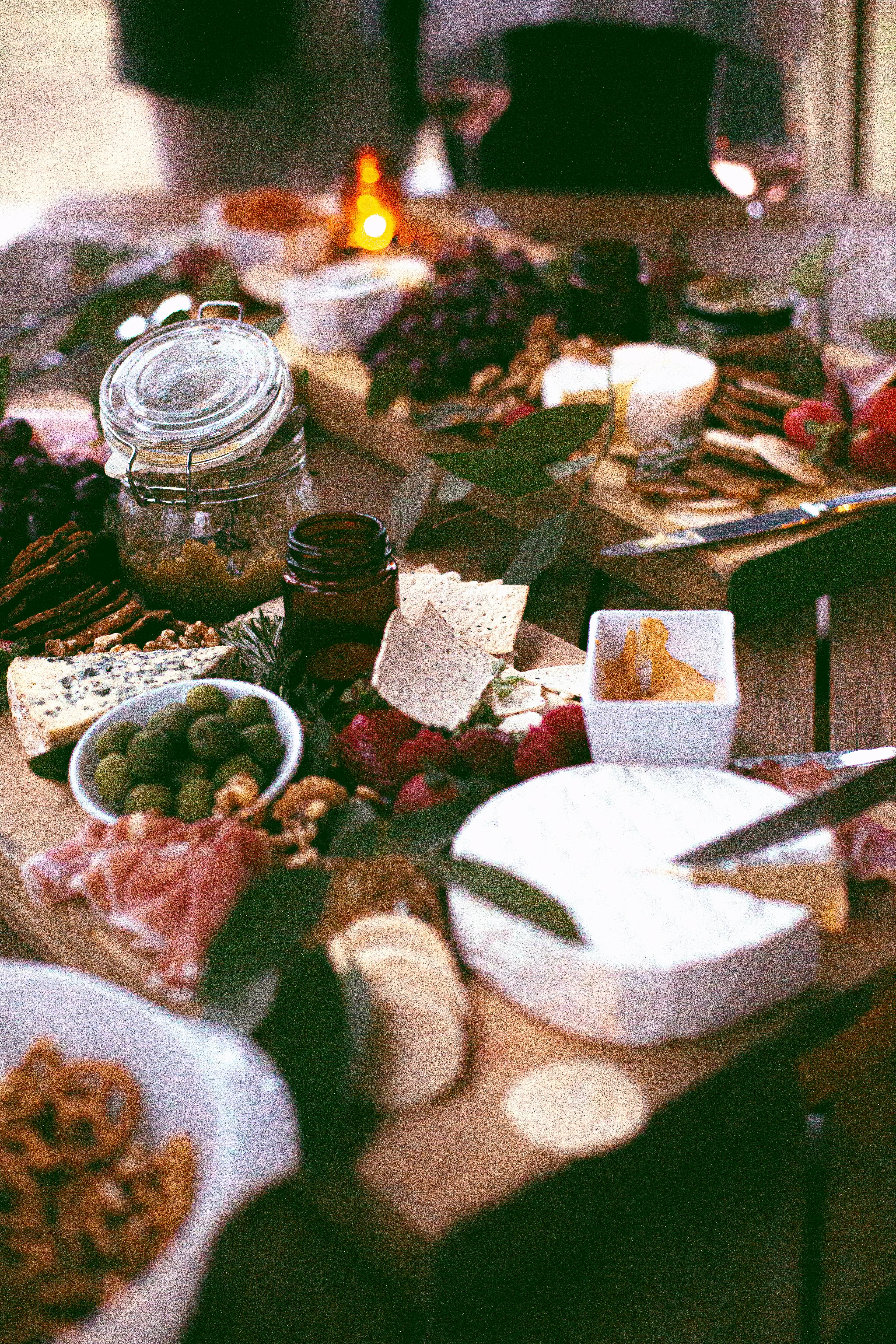 Food On Round Black And White Table · Free Stock Photo