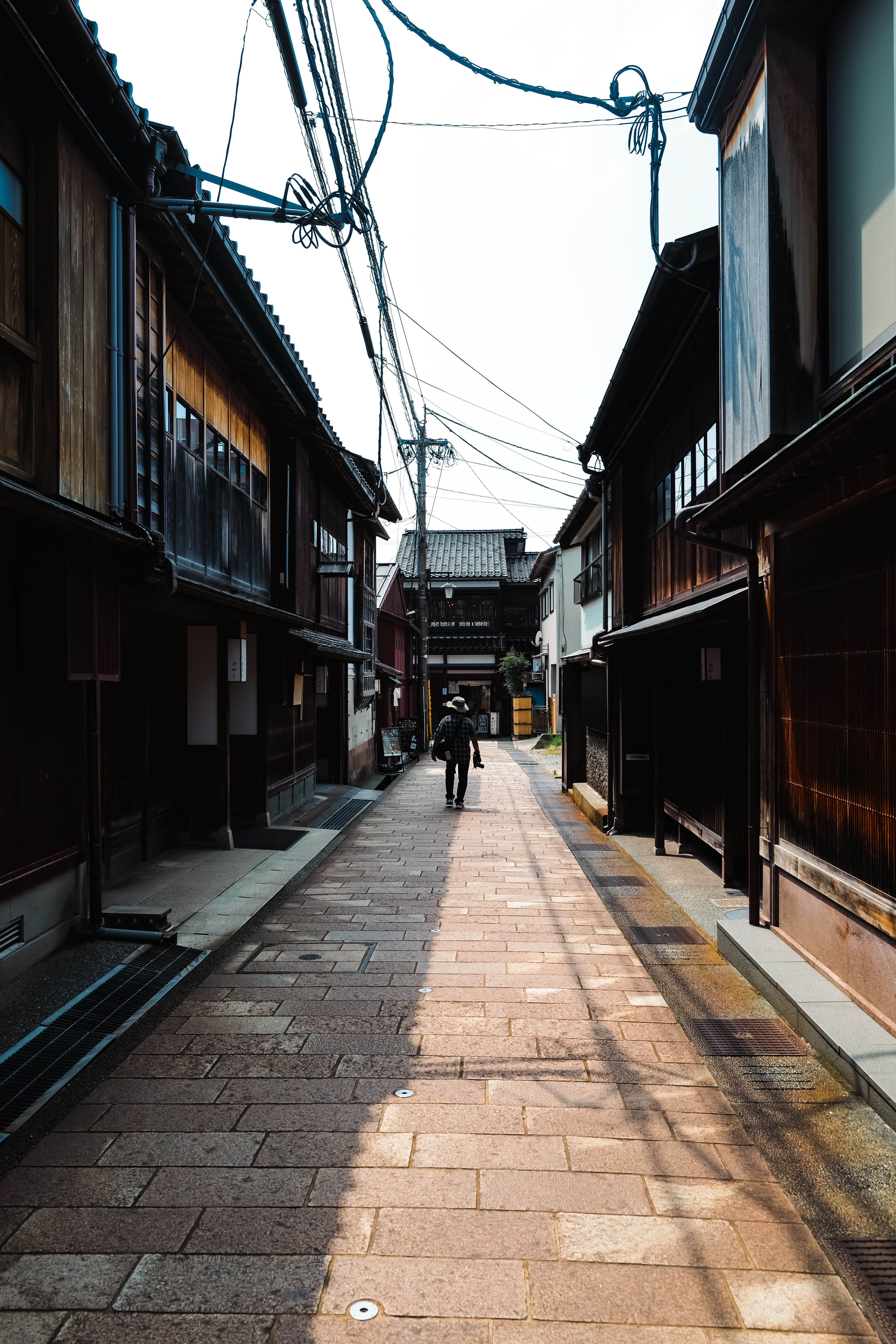 Narrow alley with small traditional wooden houses in Japan · Free Stock ...