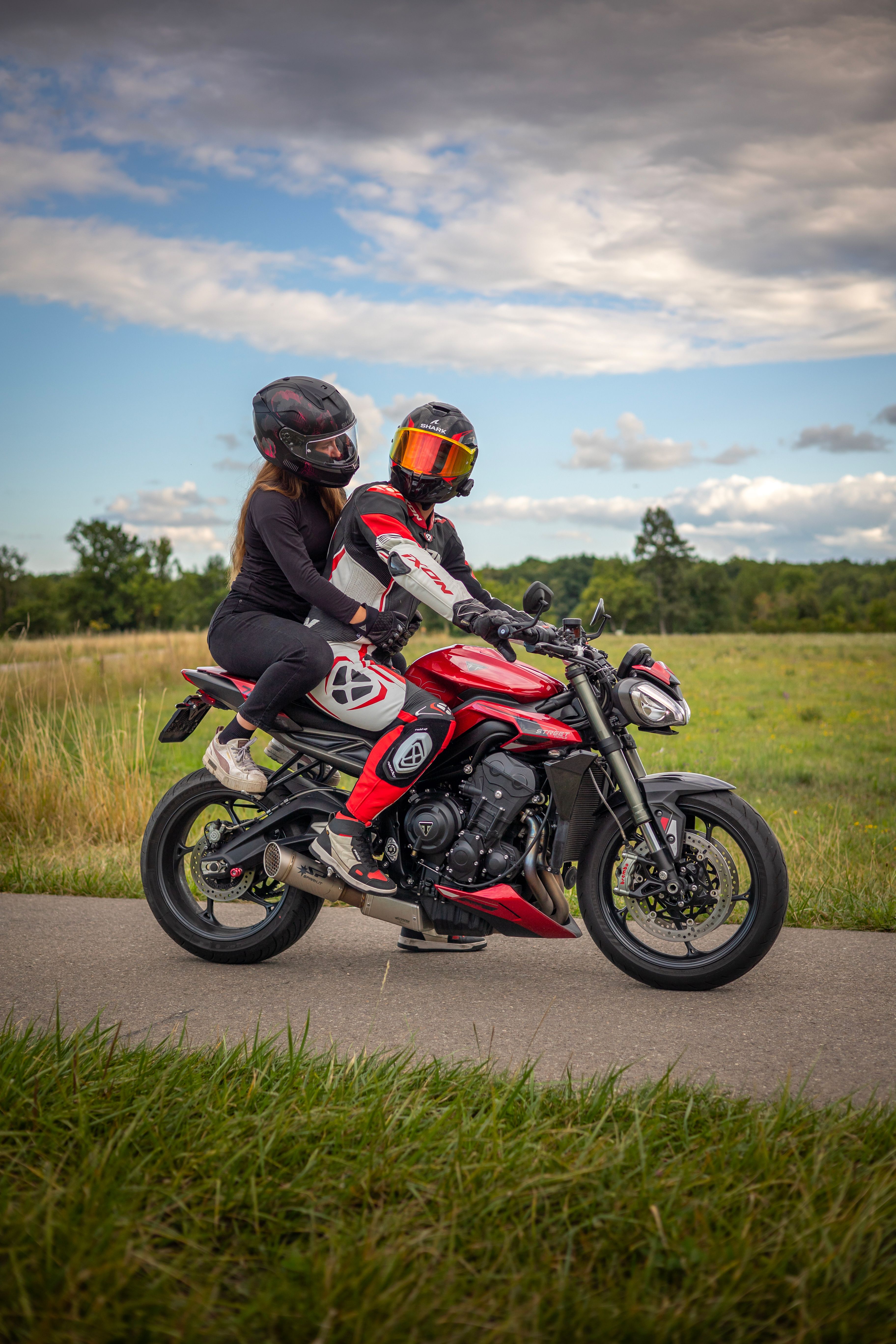 Couple Enjoying Motorcycle Ride in Countryside · Free Stock Photo