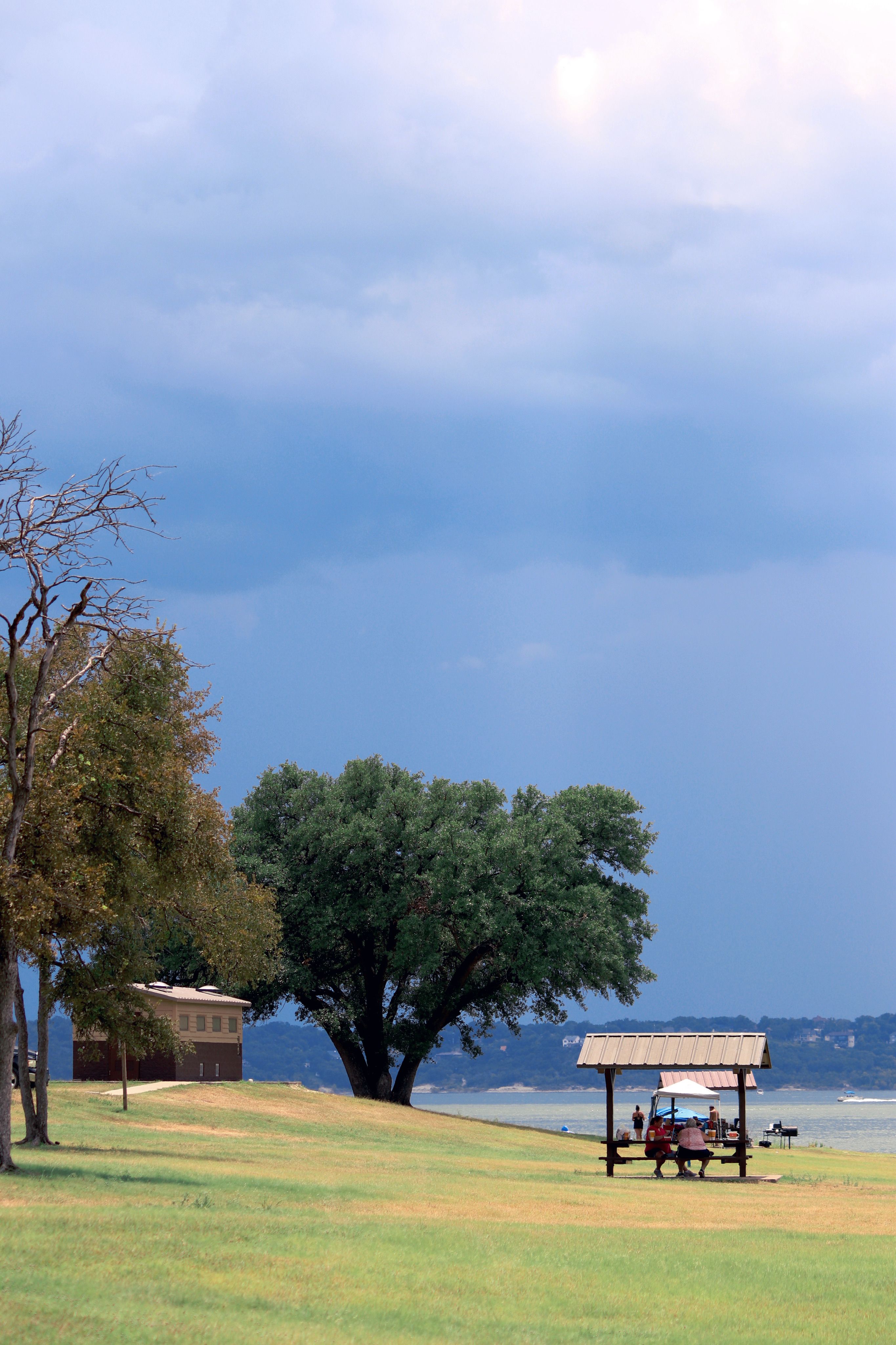 Peaceful Lakeside Park with Picnic Area and Trees · Free Stock Photo