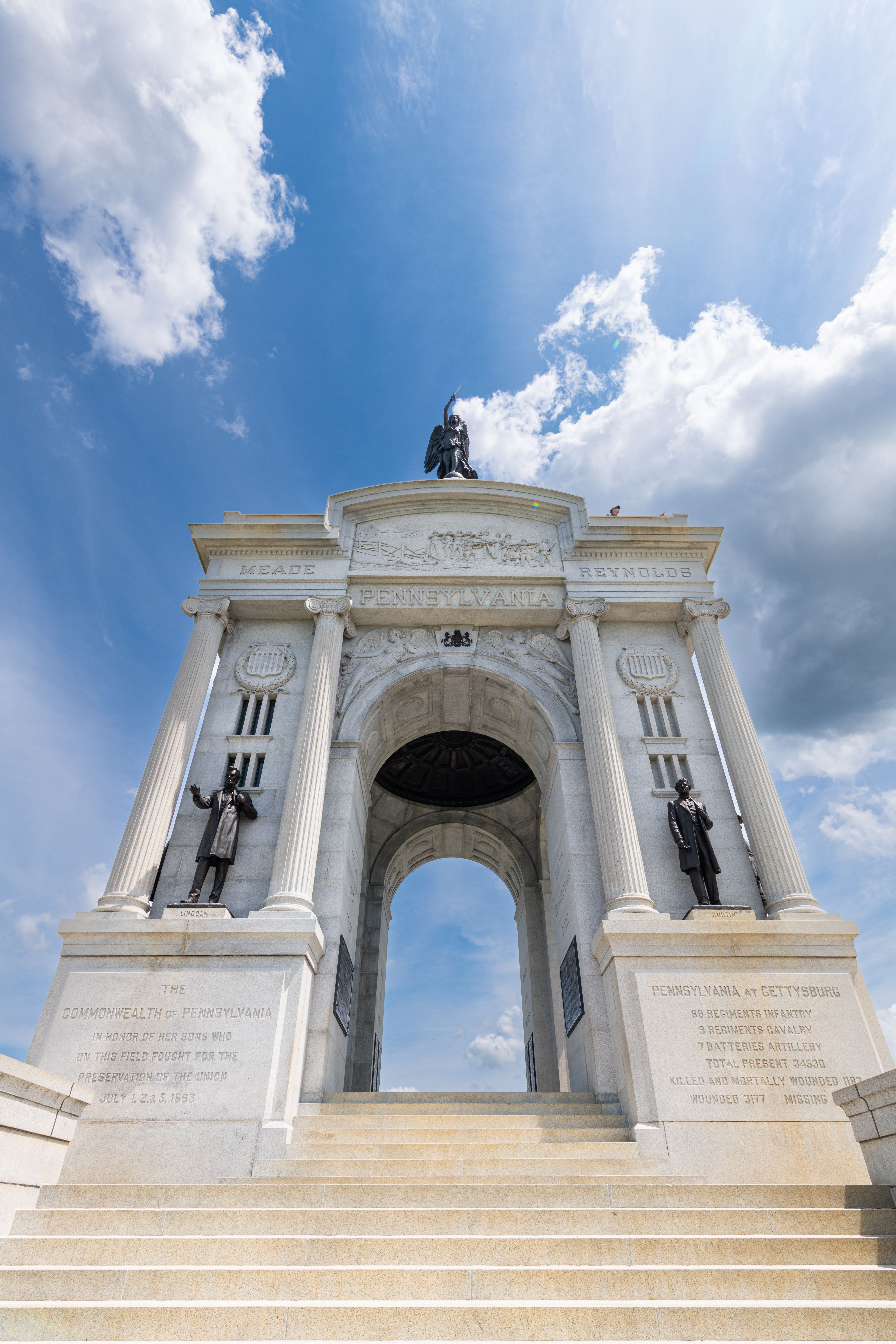 Gettysburg National Military Park Memorial Arch Under Blue Sky · Free ...