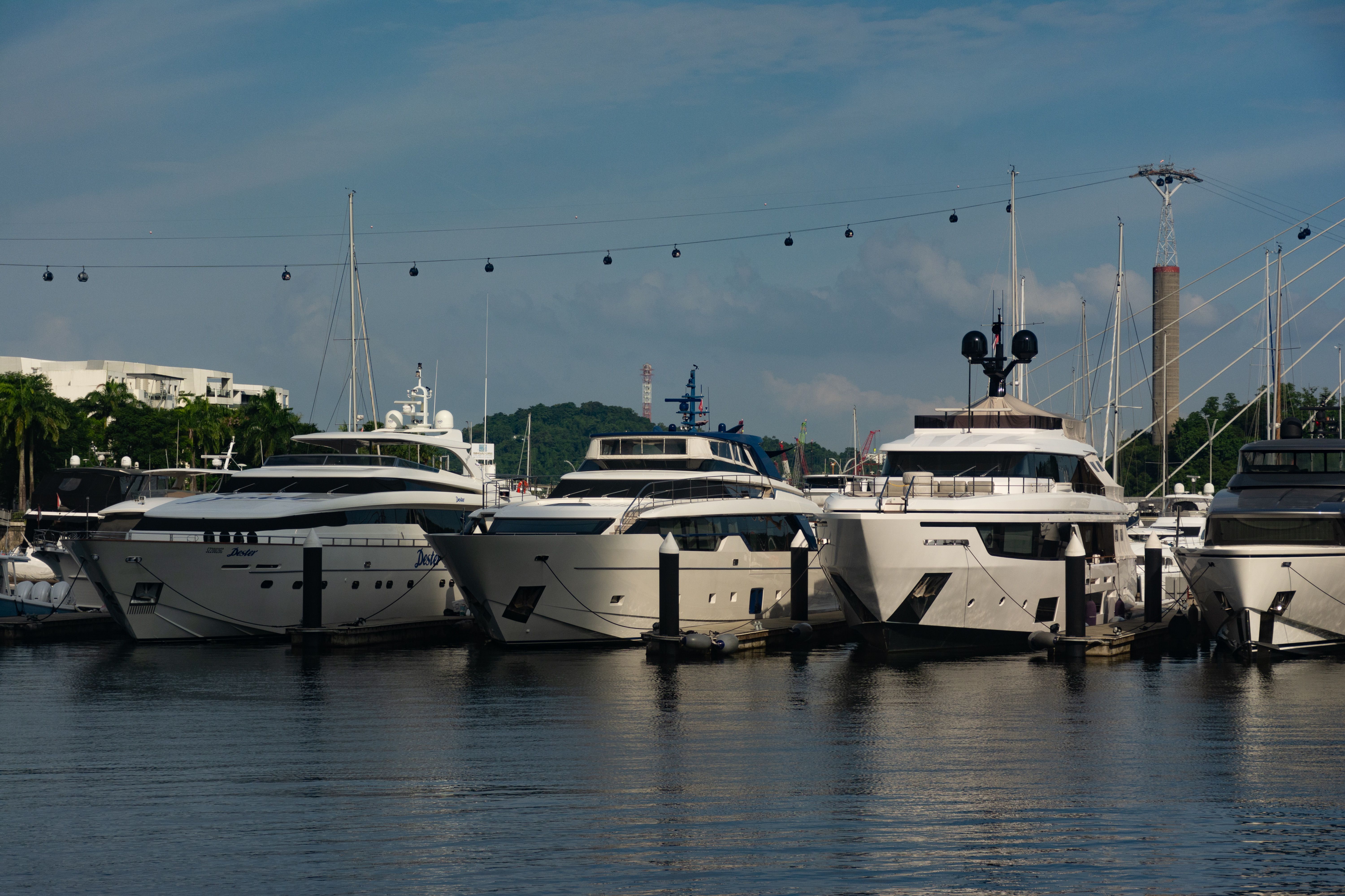Luxury Yachts Moored at Marina Under Blue Sky · Free Stock Photo