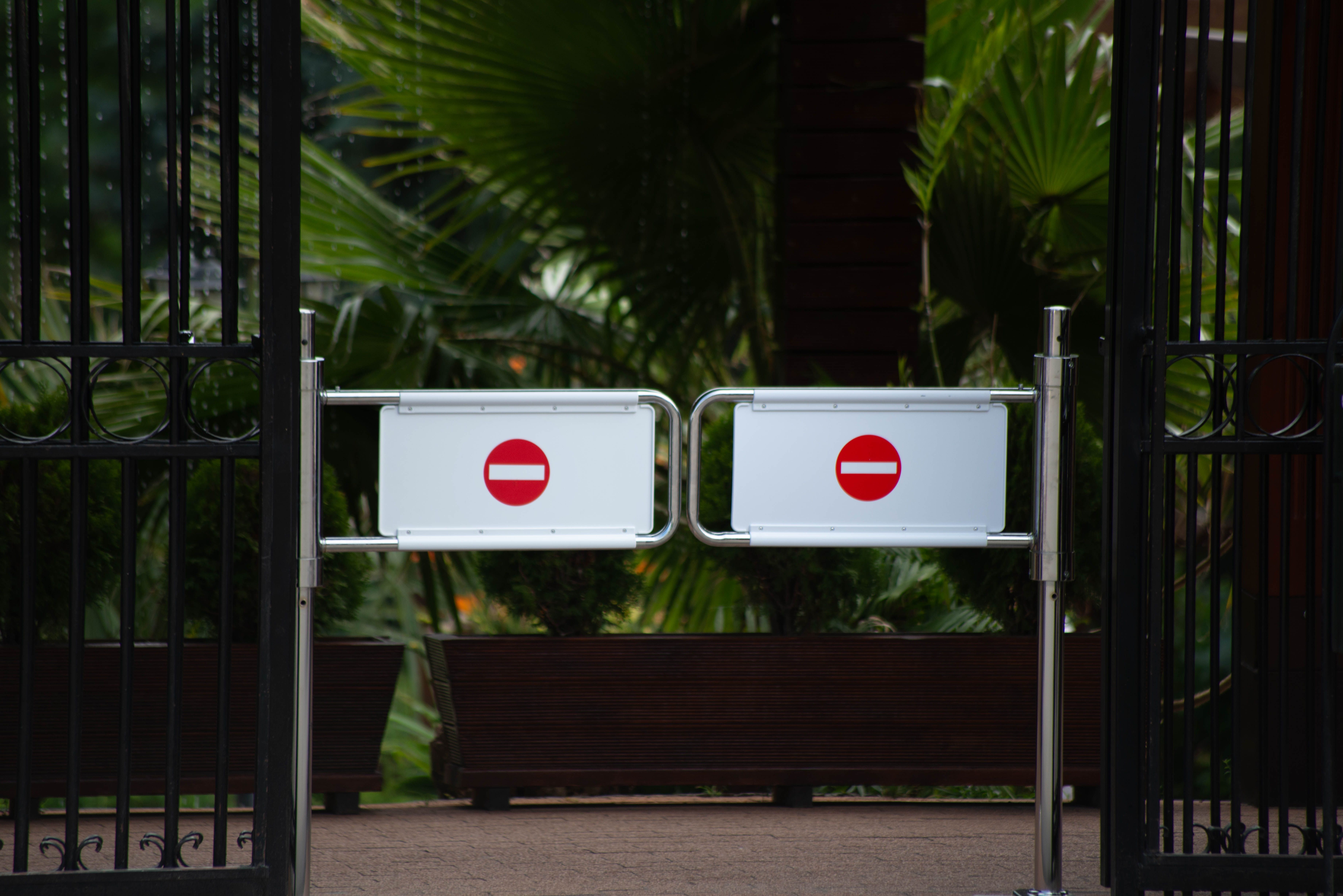 No Entry Signs at Garden Entrance Gate · Free Stock Photo