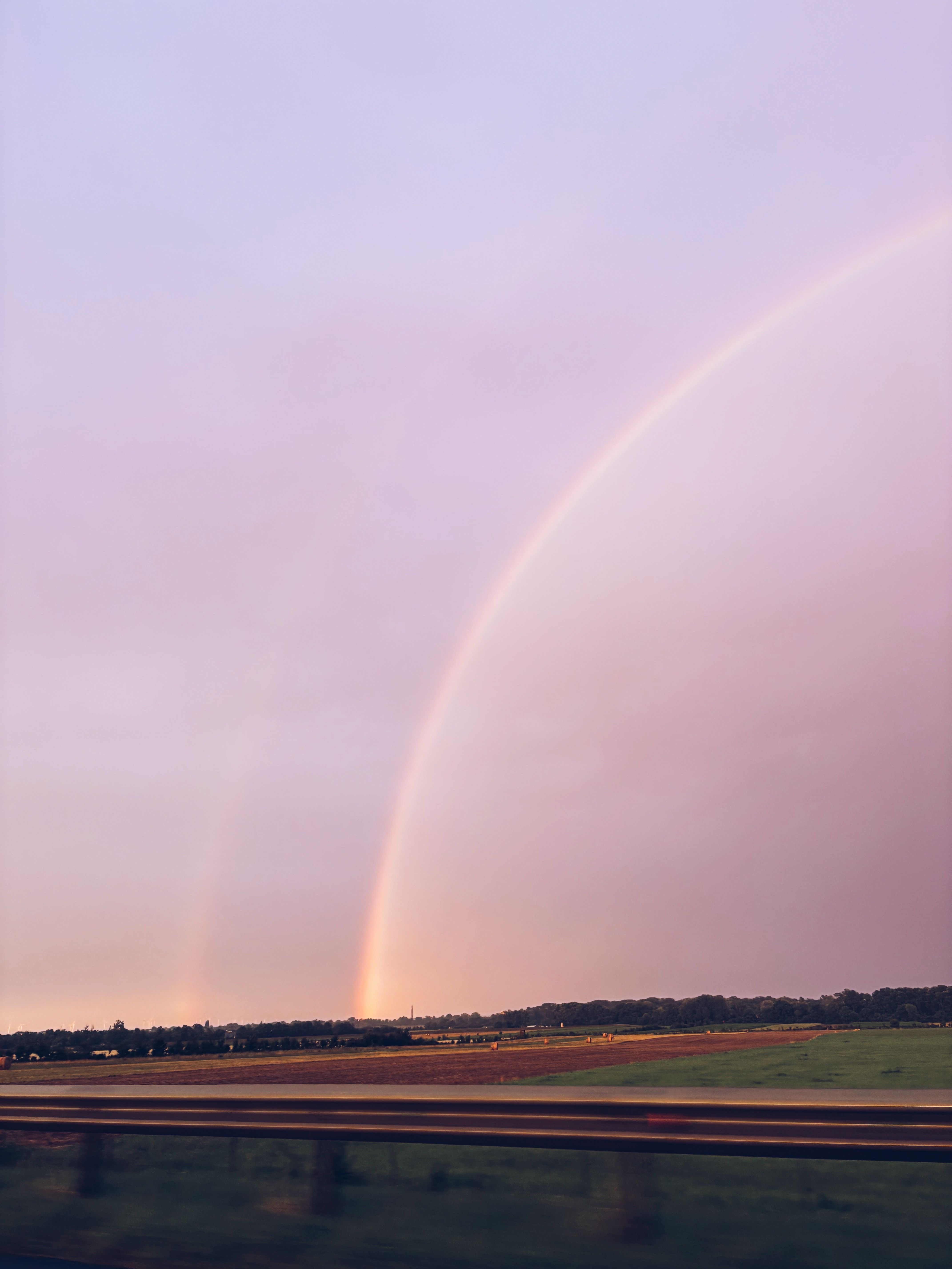 Beautiful Double Rainbow Over Countryside Landscape · Free Stock Photo