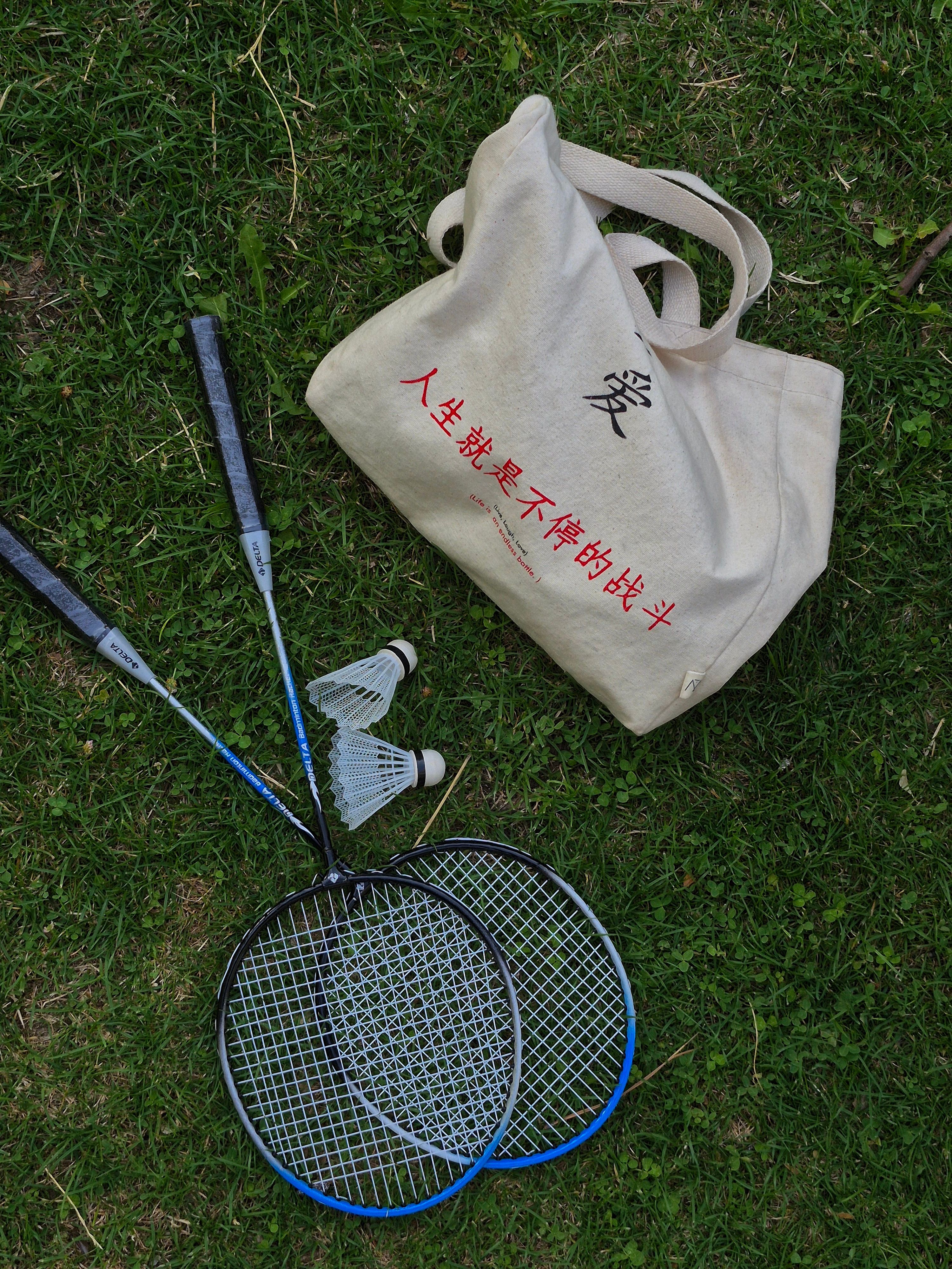 Outdoor Badminton Set with Bag on Grass · Free Stock Photo