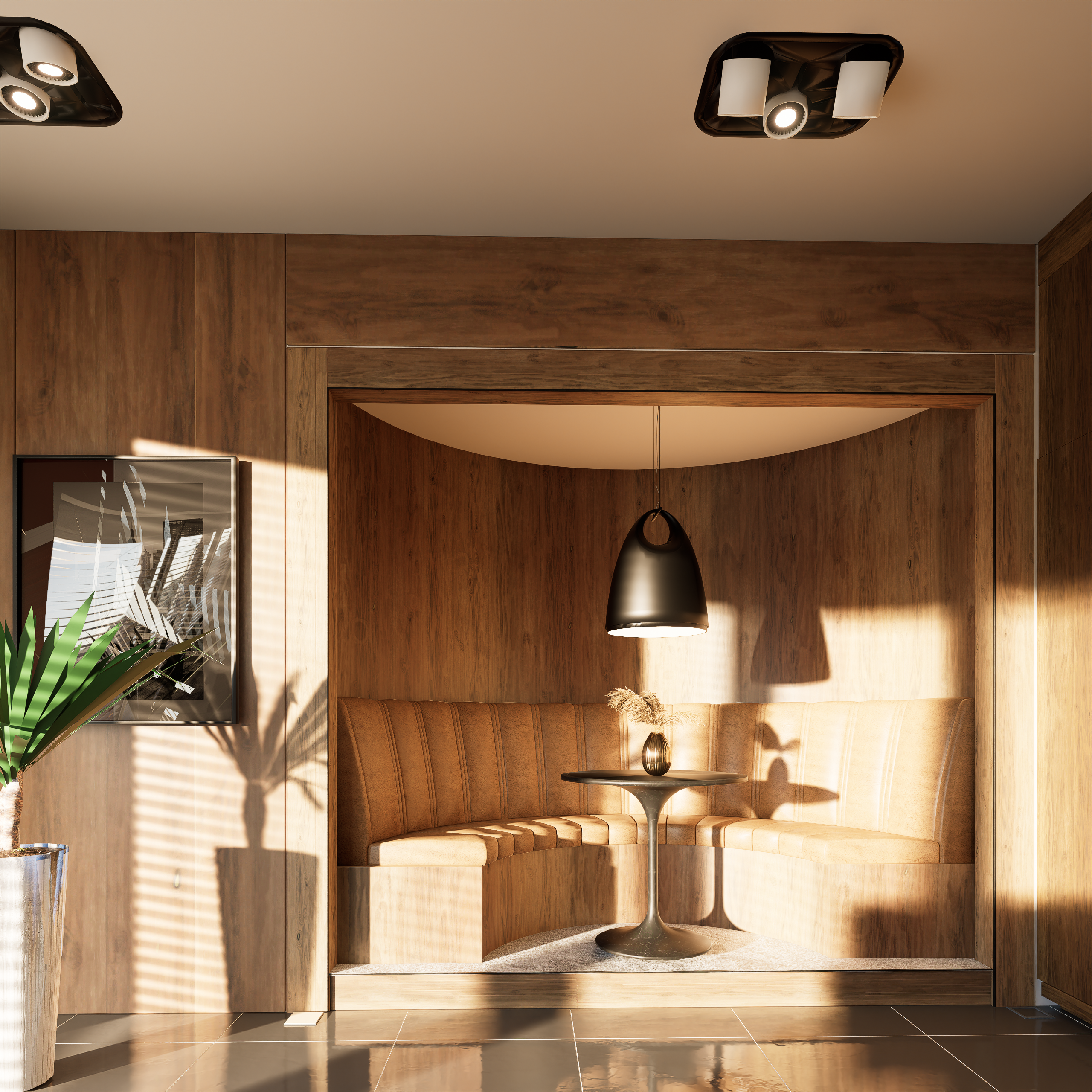 Minimalist Wood Interior with Cozy Niche Seating · Free Stock Photo