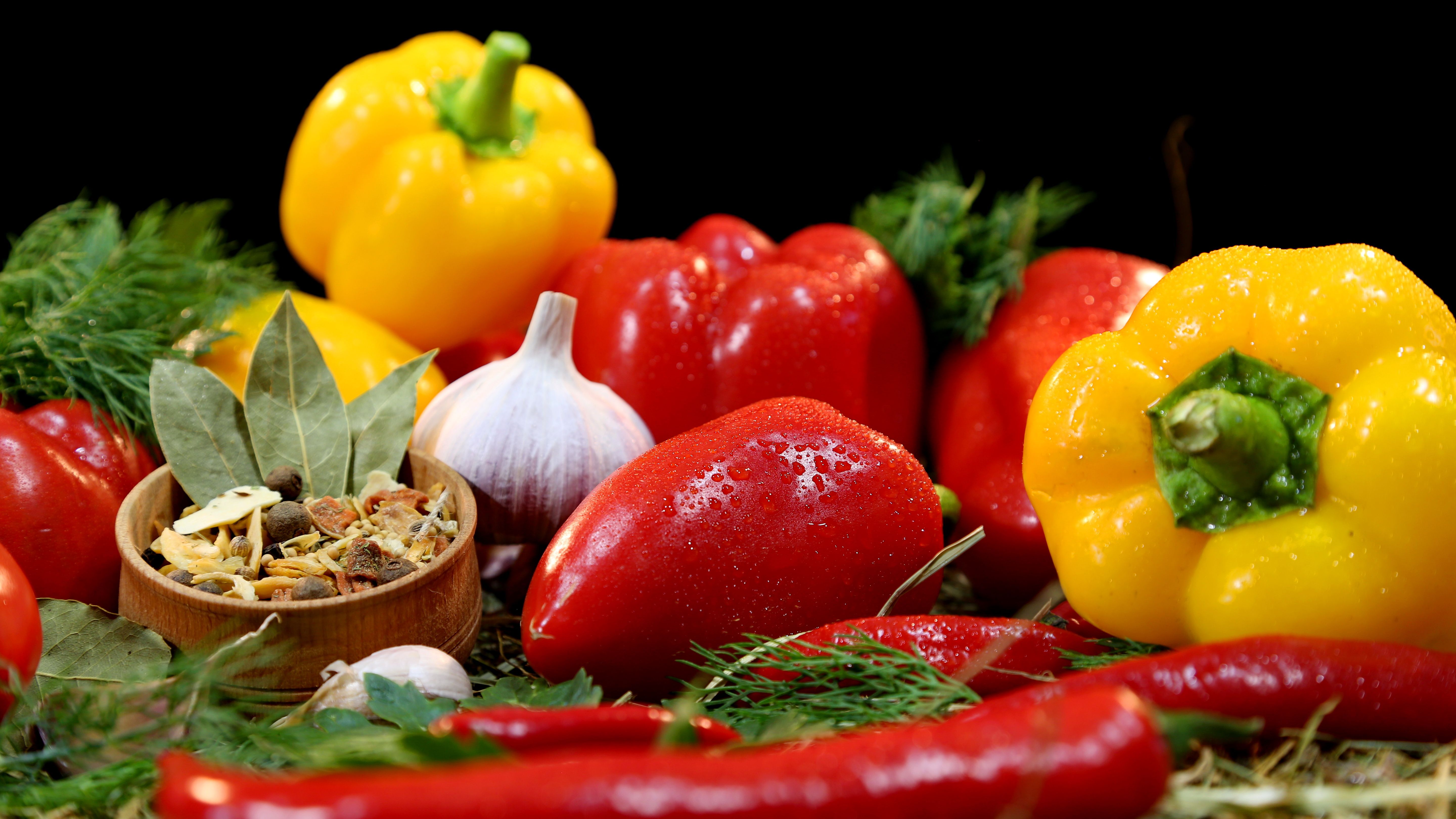 Colorful Peppers and Spices Still Life Scene · Free Stock Photo