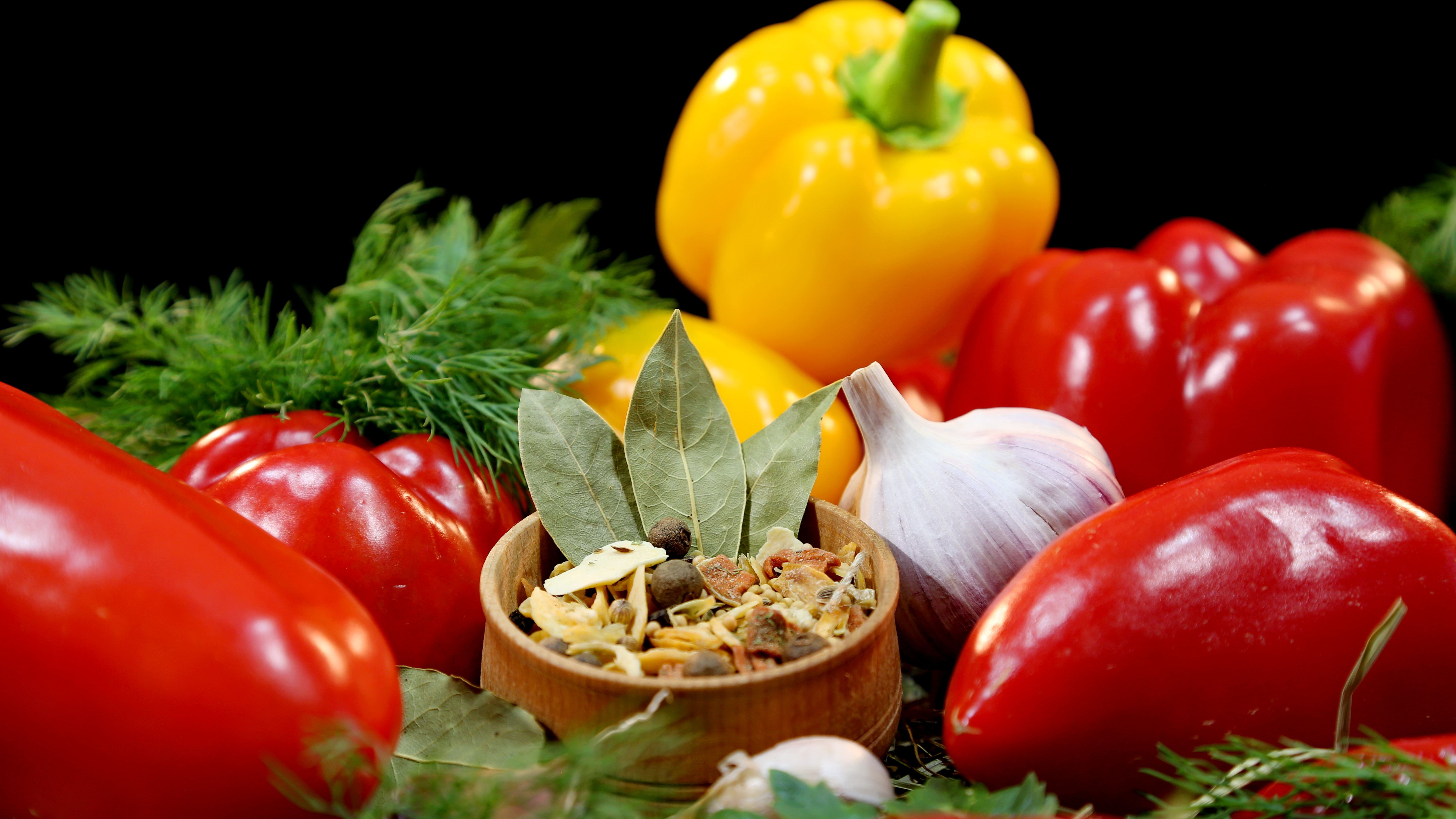 Colorful Arrangement of Fresh Vegetables and Spices · Free Stock Photo