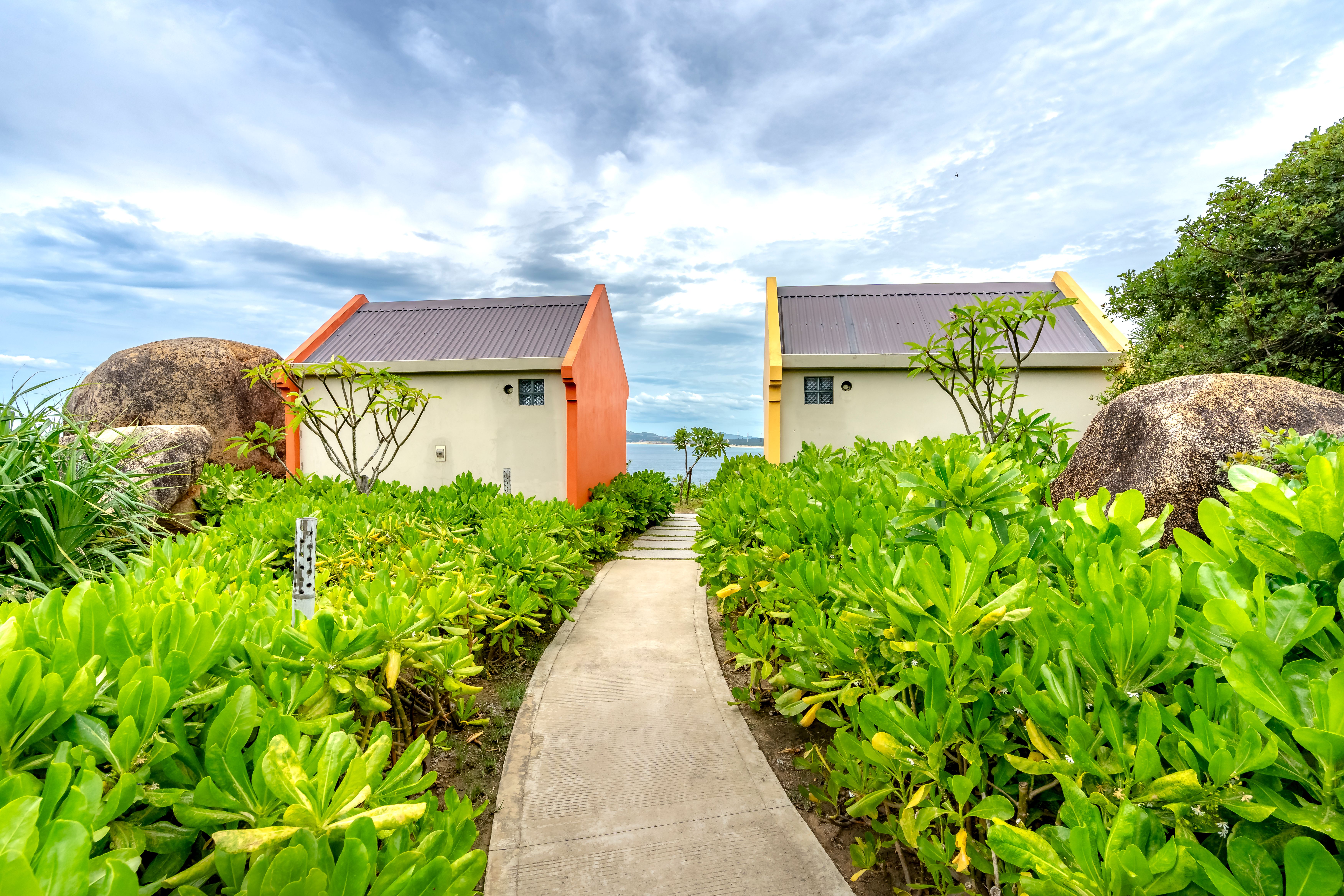 Tropical Pathway to Vibrant Beach Cottages · Free Stock Photo