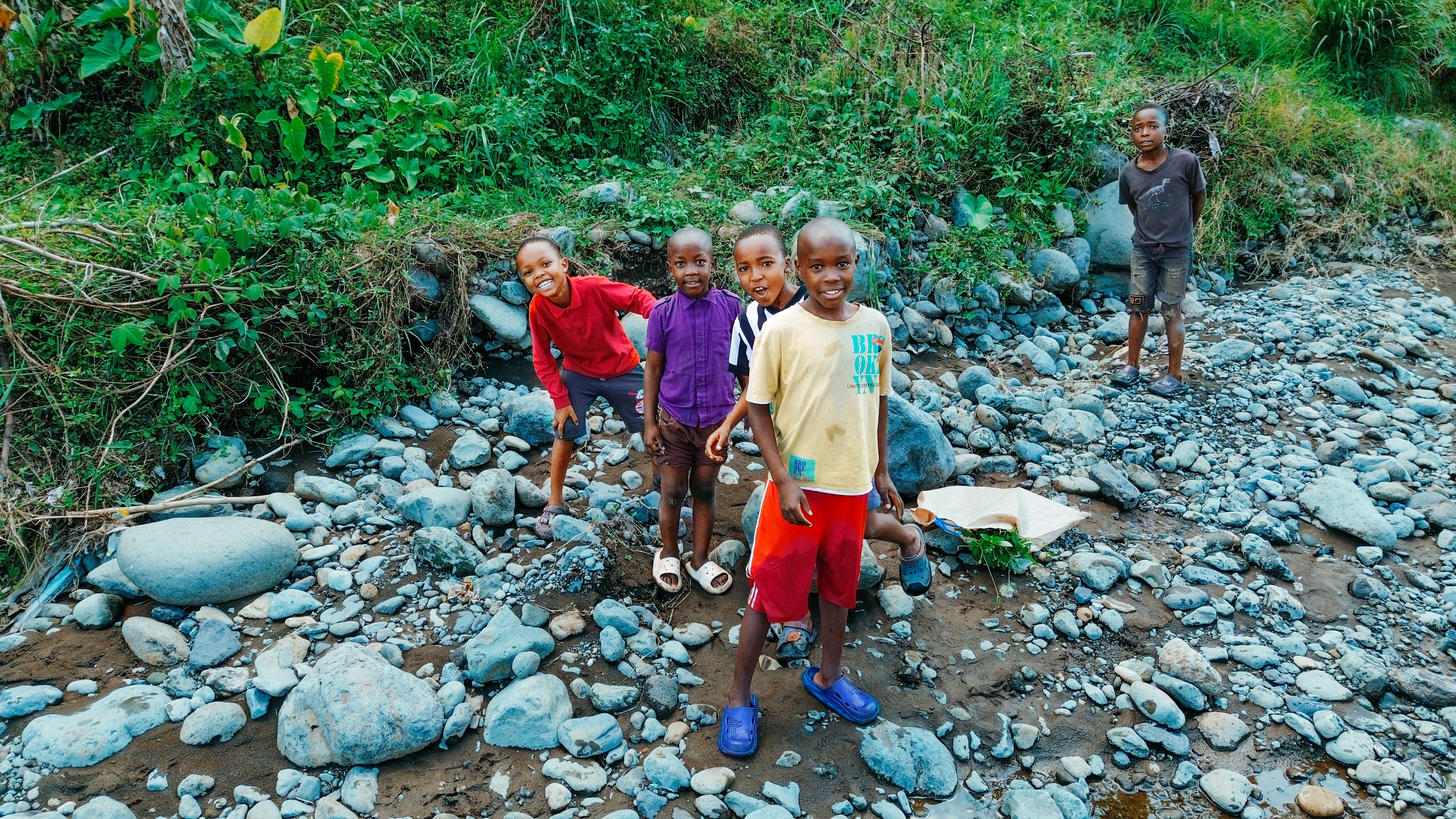 Children Playing in Rocky Outdoor Stream · Free Stock Photo