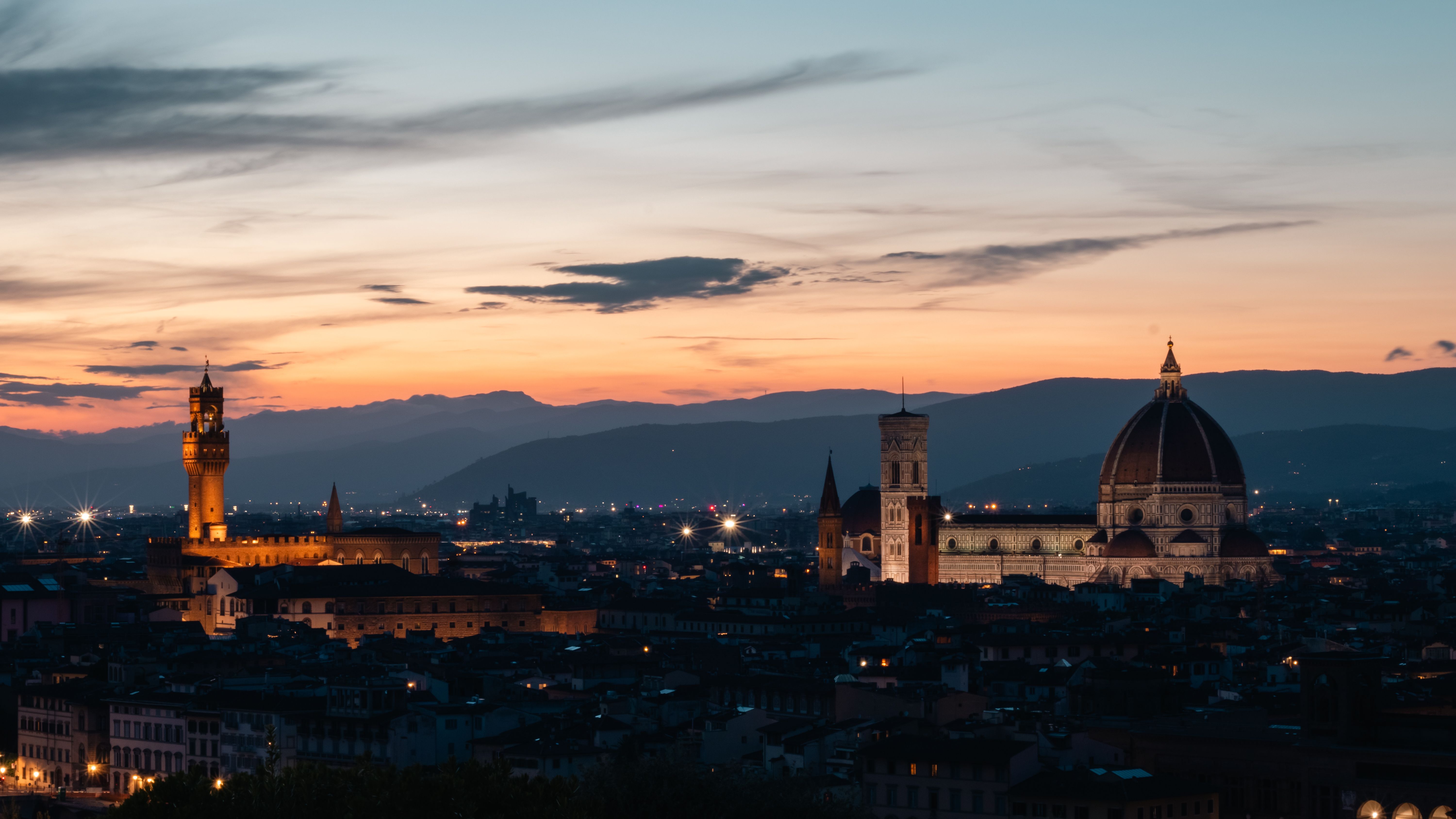 Florence Skyline with Sunset Over Duomo · Free Stock Photo