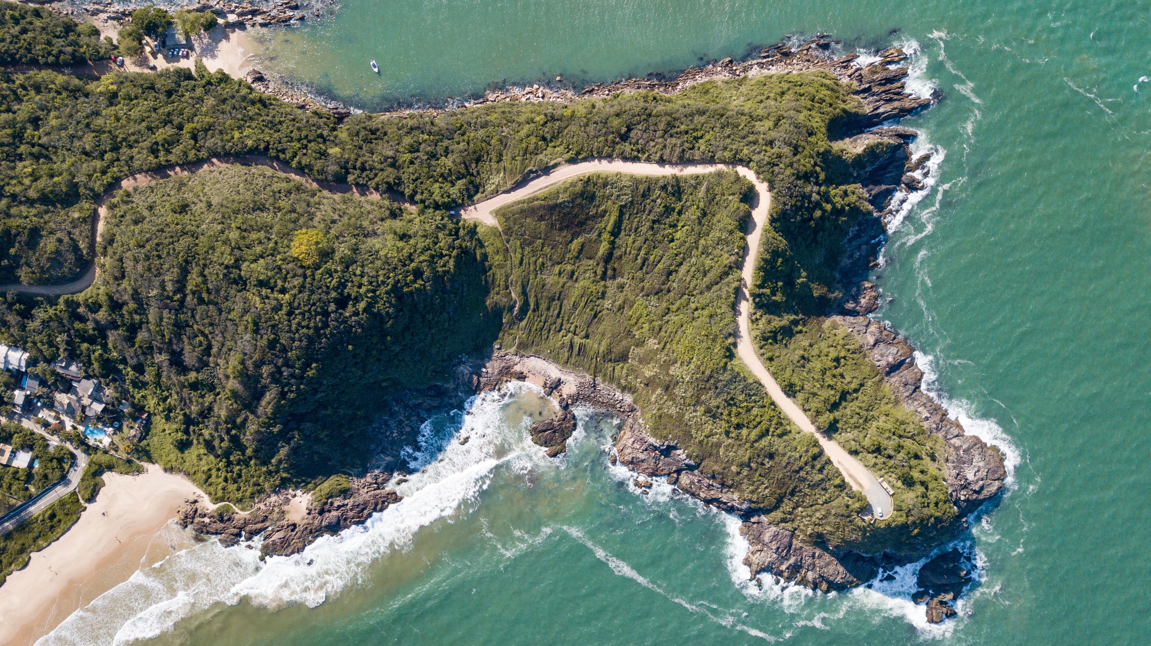 Aerial View of Lush Coastal Peninsula in Brazil · Free Stock Photo