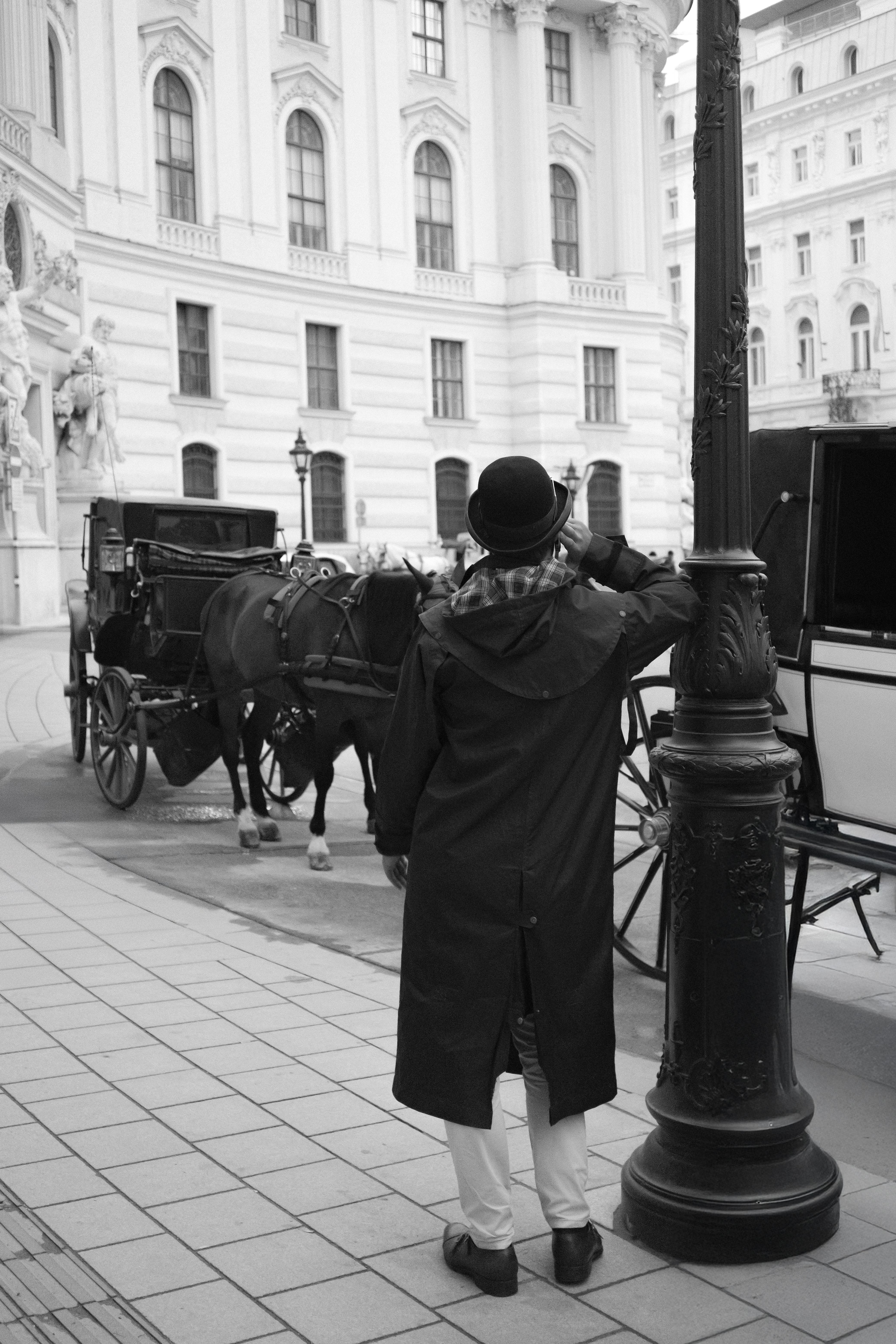 Man standing by horse-drawn carriage in Vienna · Free Stock Photo