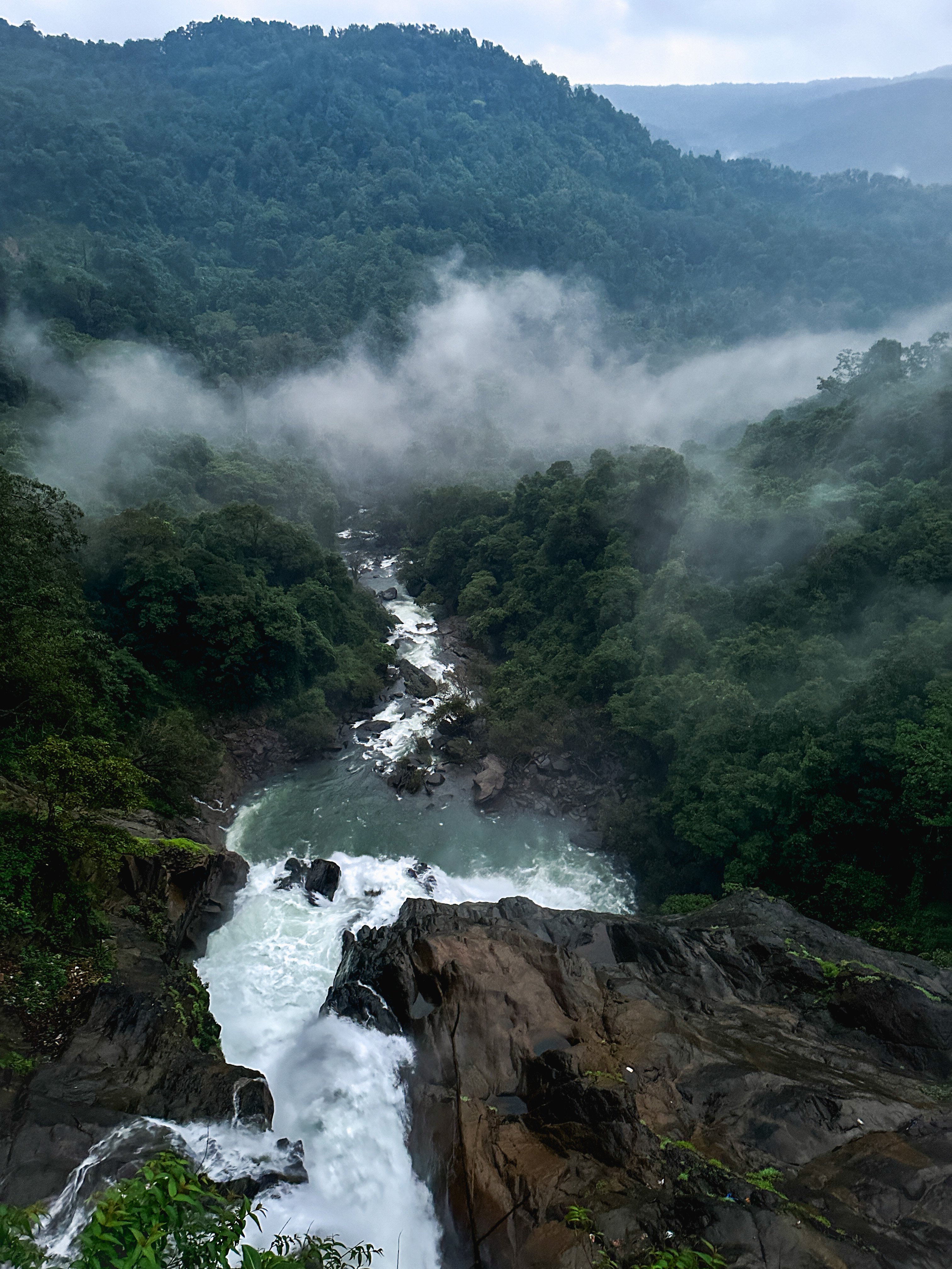 Misty Waterfall and Forest in Monsoon Season · Free Stock Photo