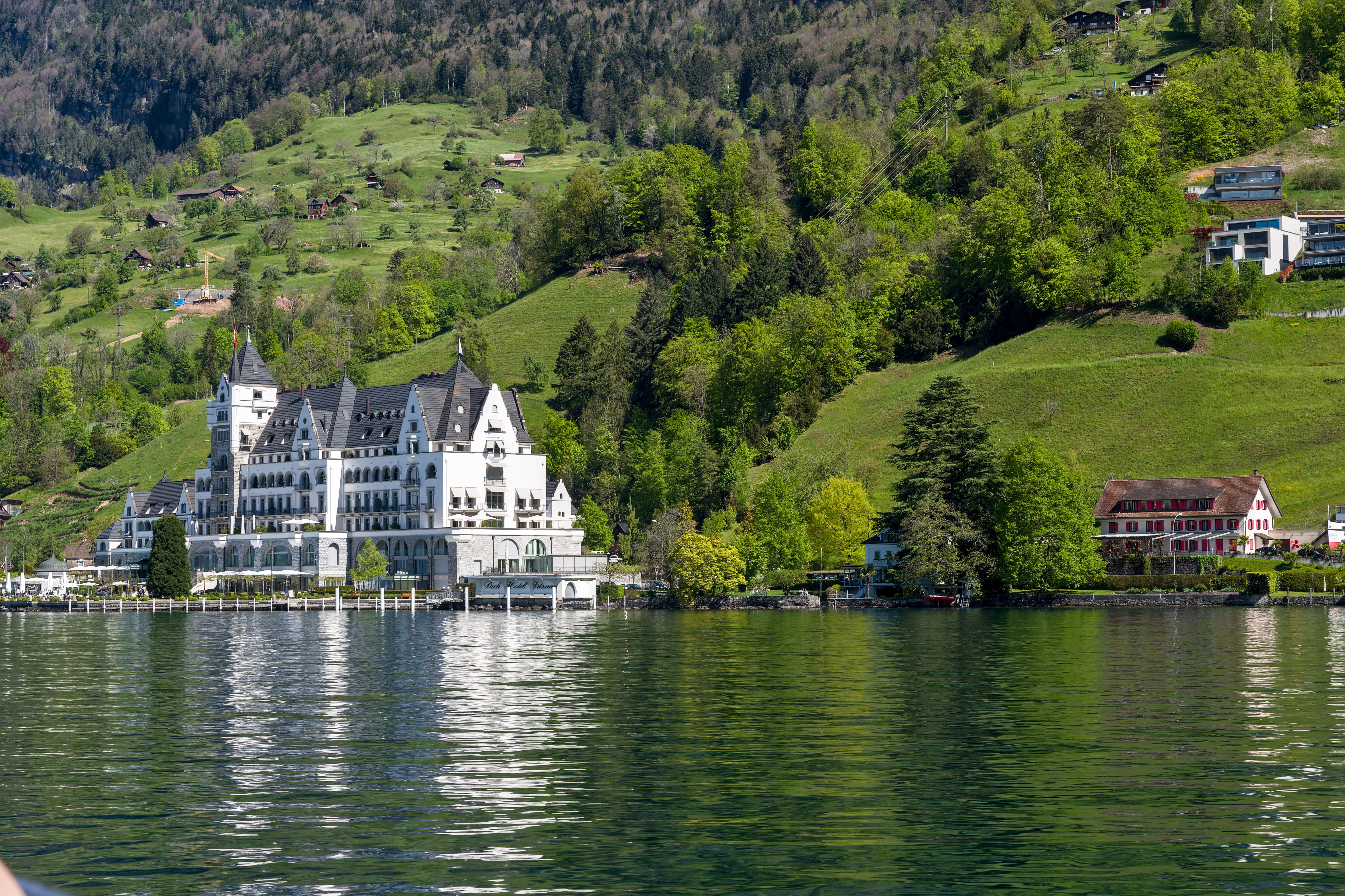 Grand Hotel by Lake Lucerne in Swiss Alps · Free Stock Photo