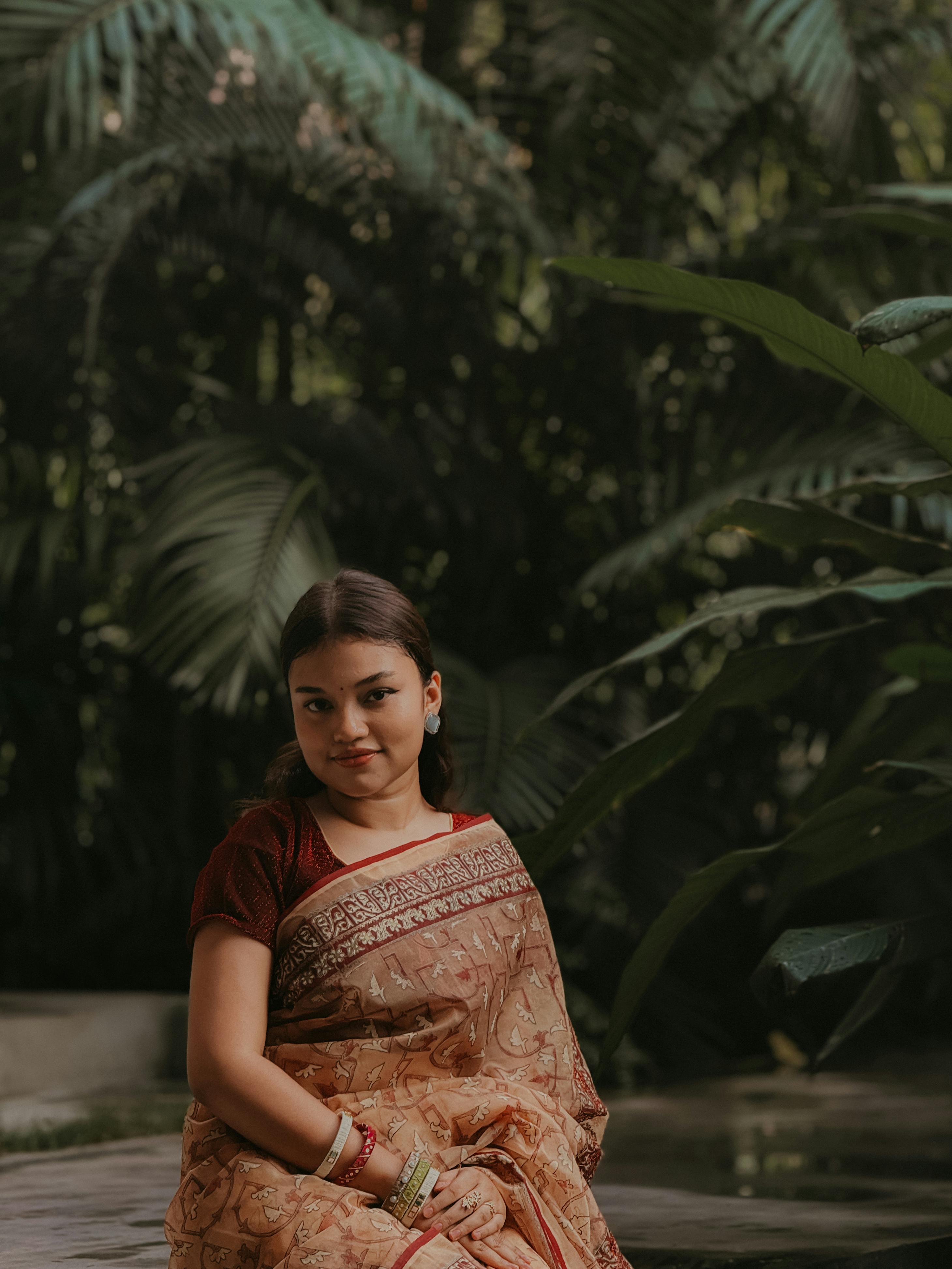 Beautiful South Asian Woman in Traditional Sari · Free Stock Photo