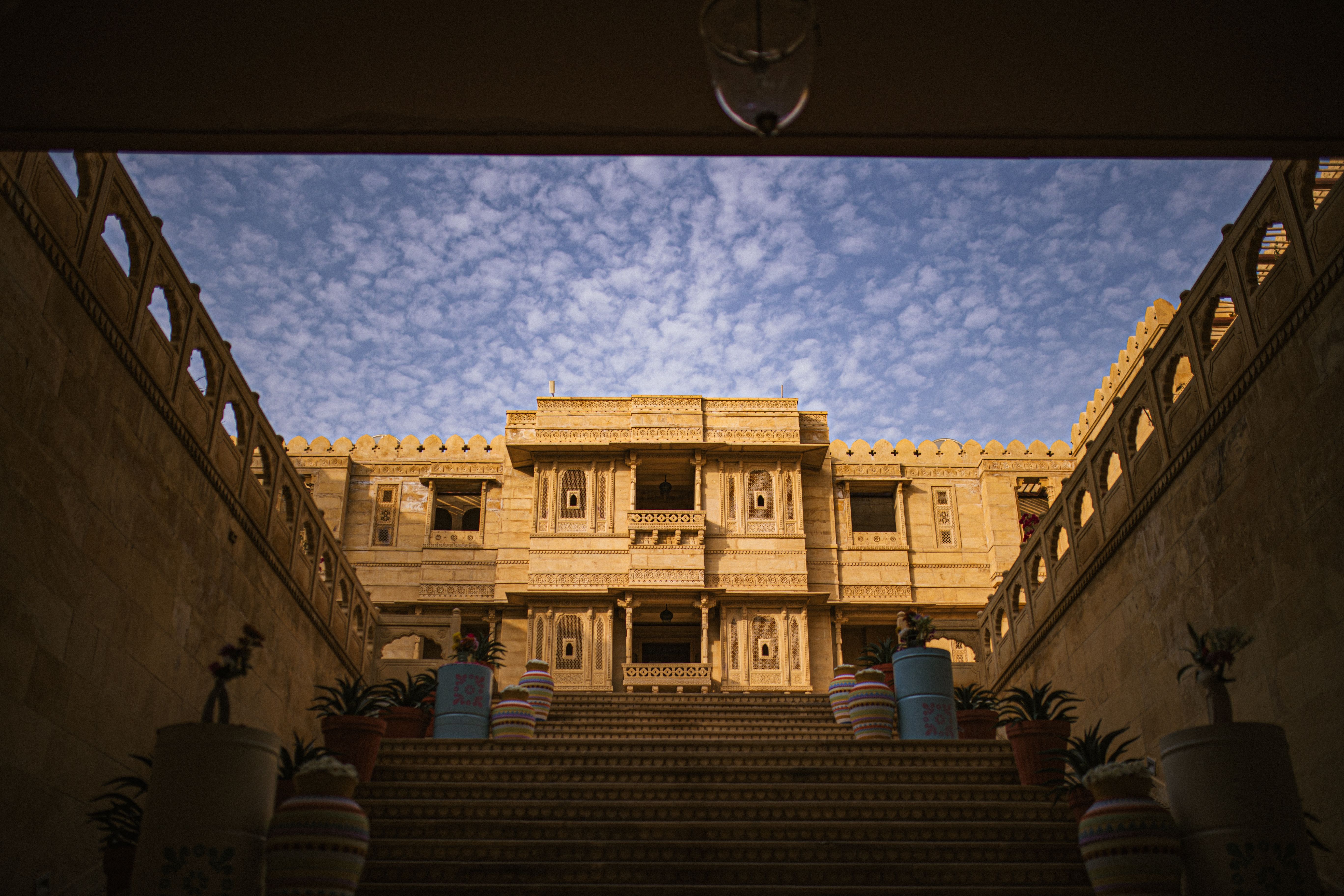 Historic Indian fort entrance under blue sky · Free Stock Photo