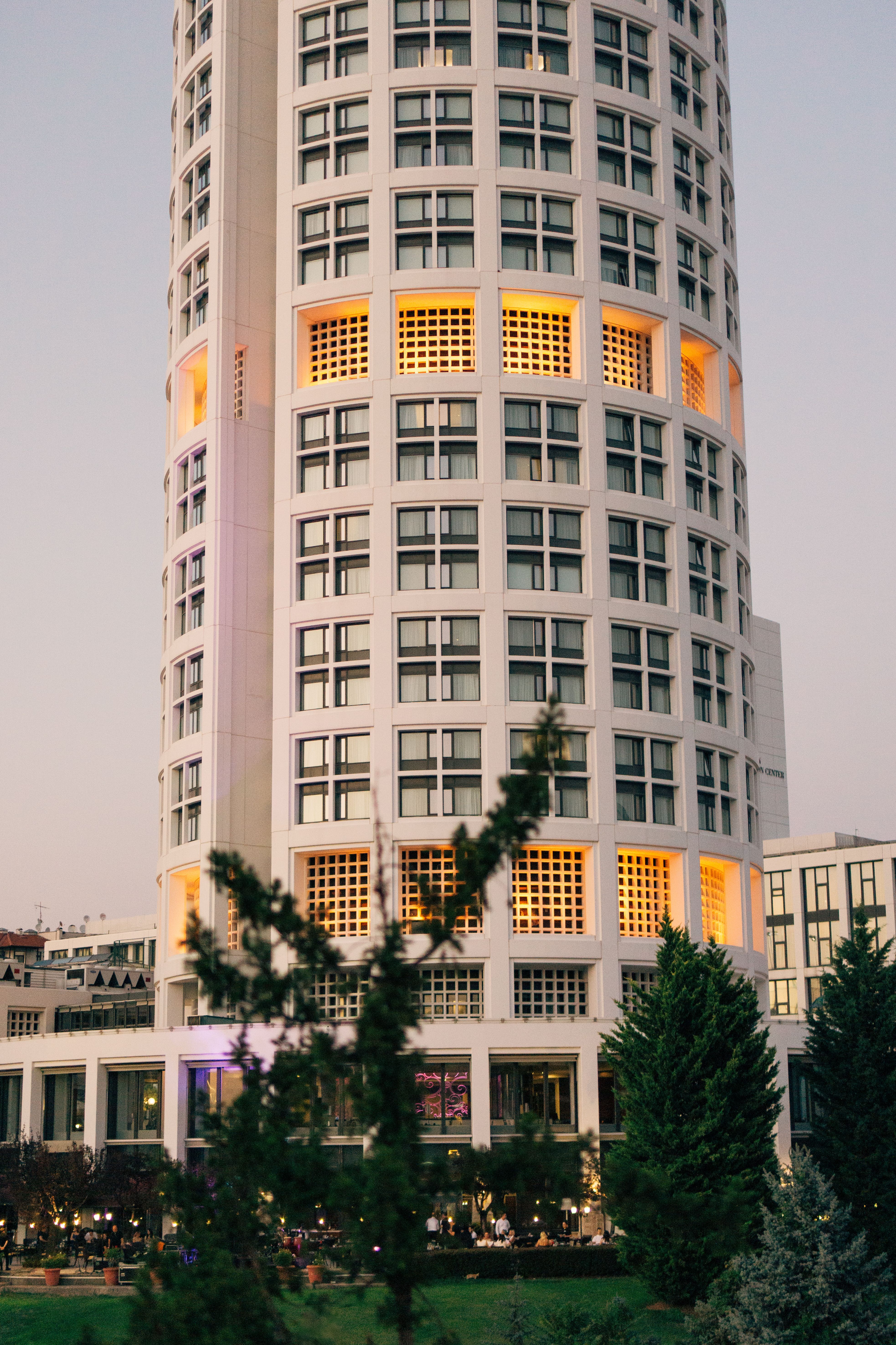 Modern Cylindrical Building in Ankara at Dusk · Free Stock Photo