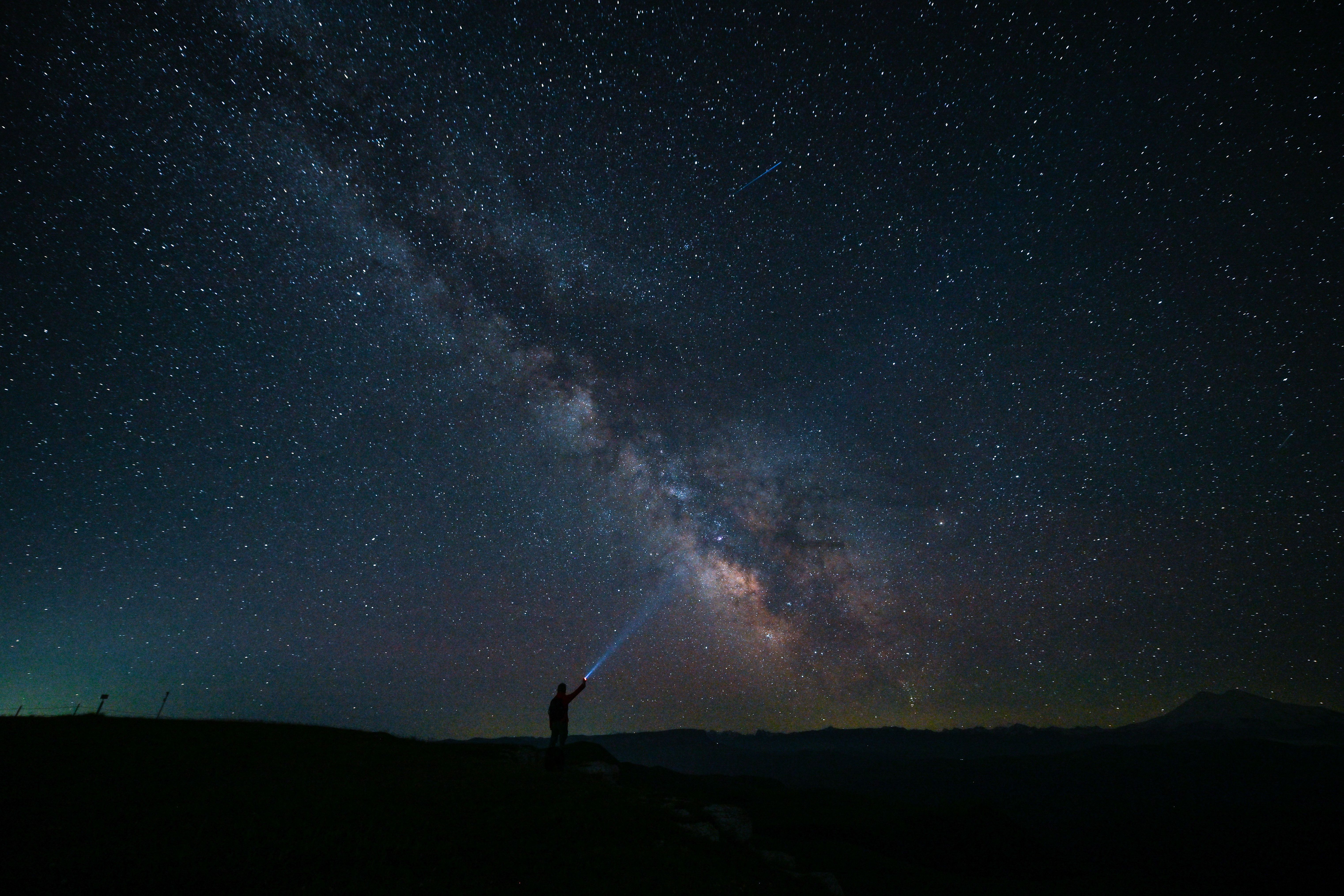 Stargazer Observes Milky Way in Russian Night Sky · Free Stock Photo