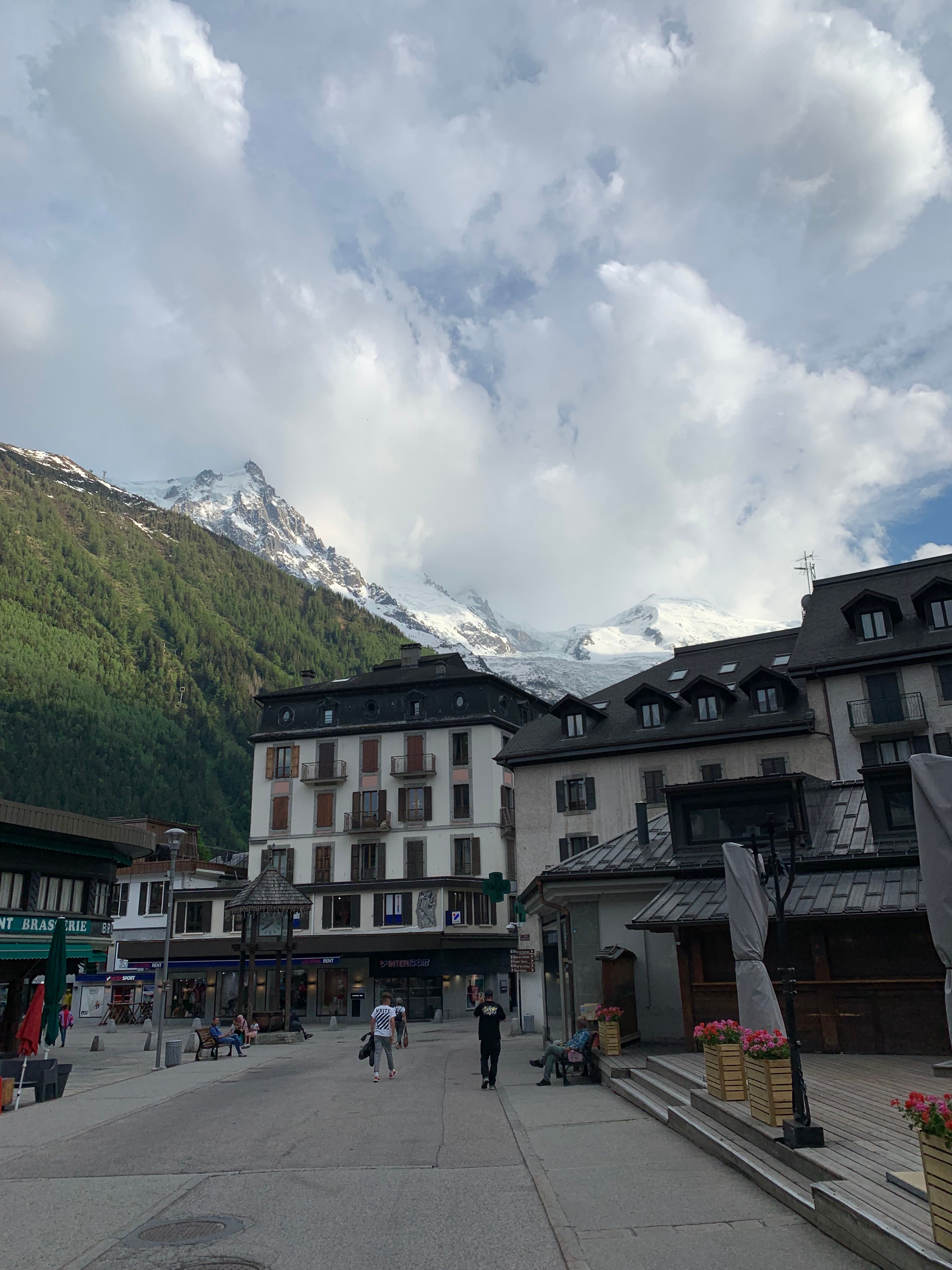Chamonix Town Square with Mont Blanc View · Free Stock Photo