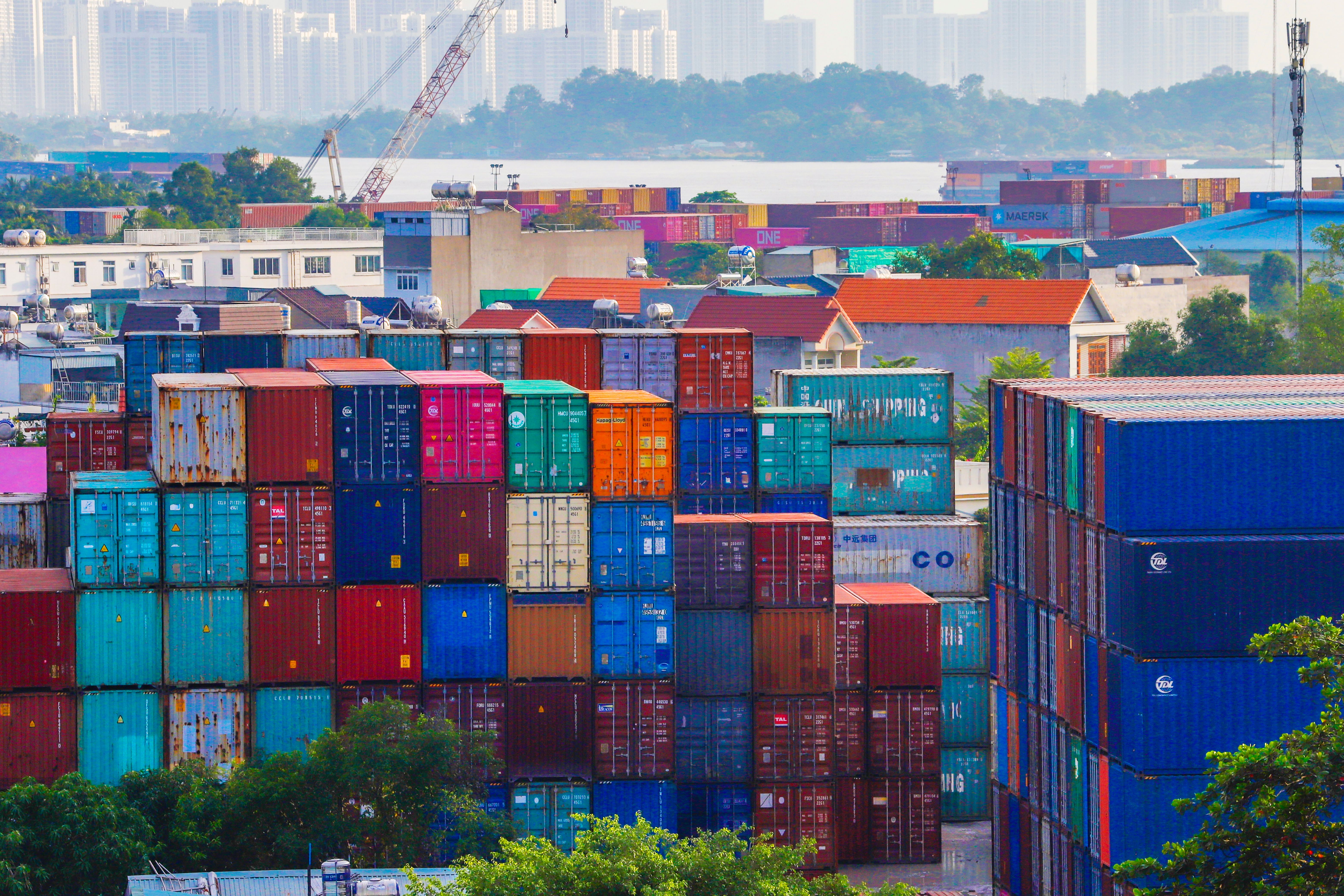 Colorful Shipping Containers in Industrial Port · Free Stock Photo