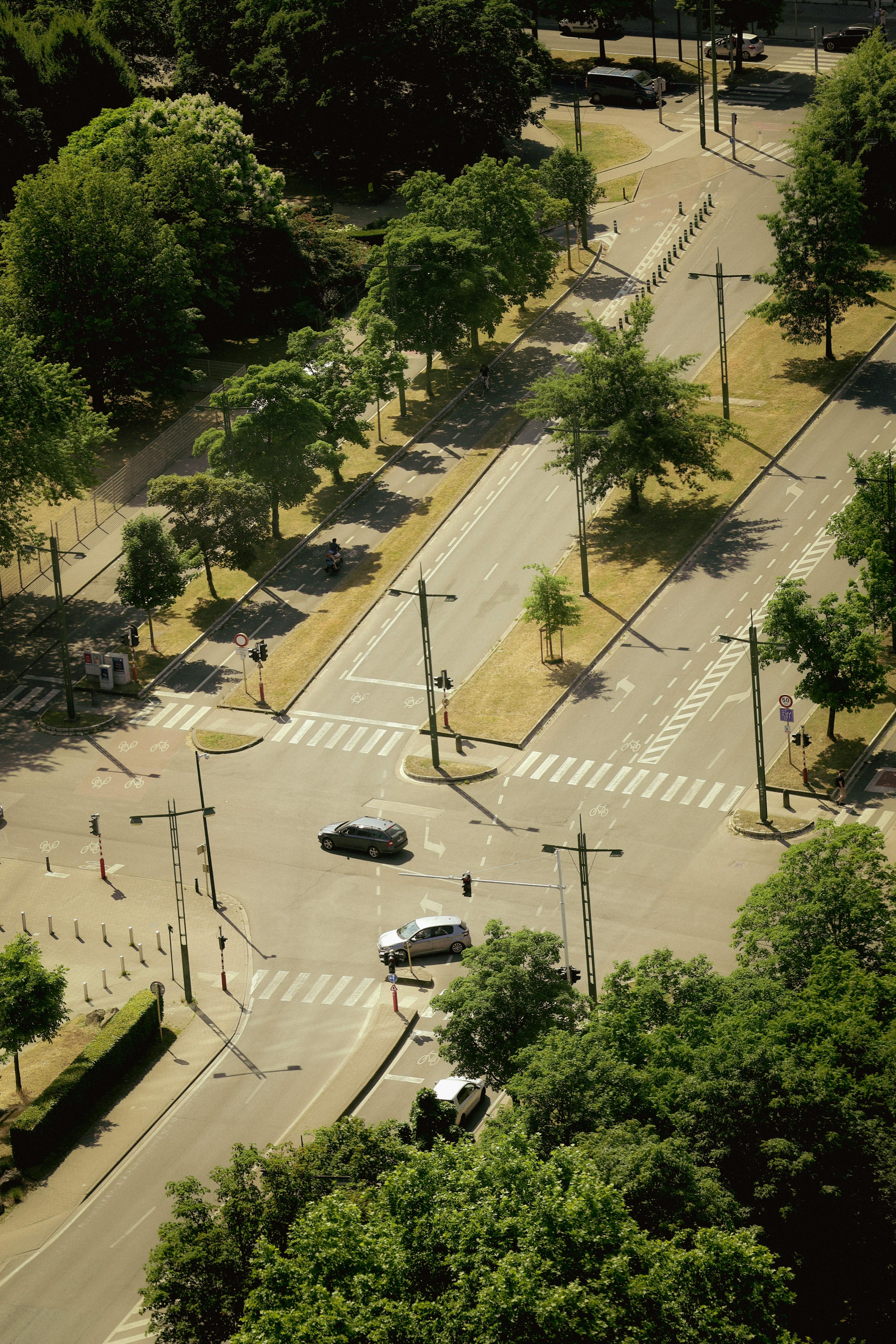 Aerial View of a Busy Traffic Intersection in Brussels · Free Stock Photo