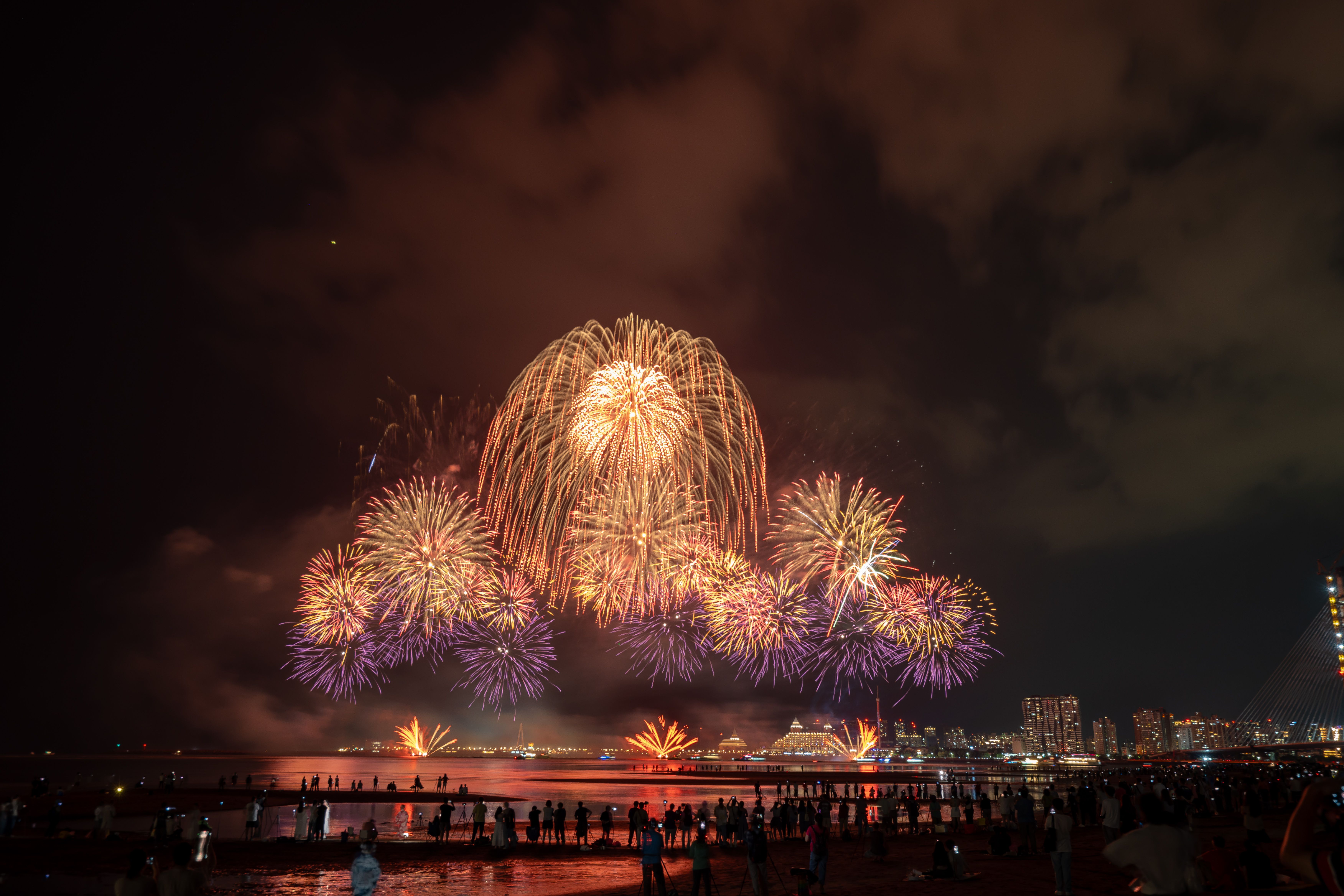 Spectacular Fireworks Display Over City Skyline · Free Stock Photo