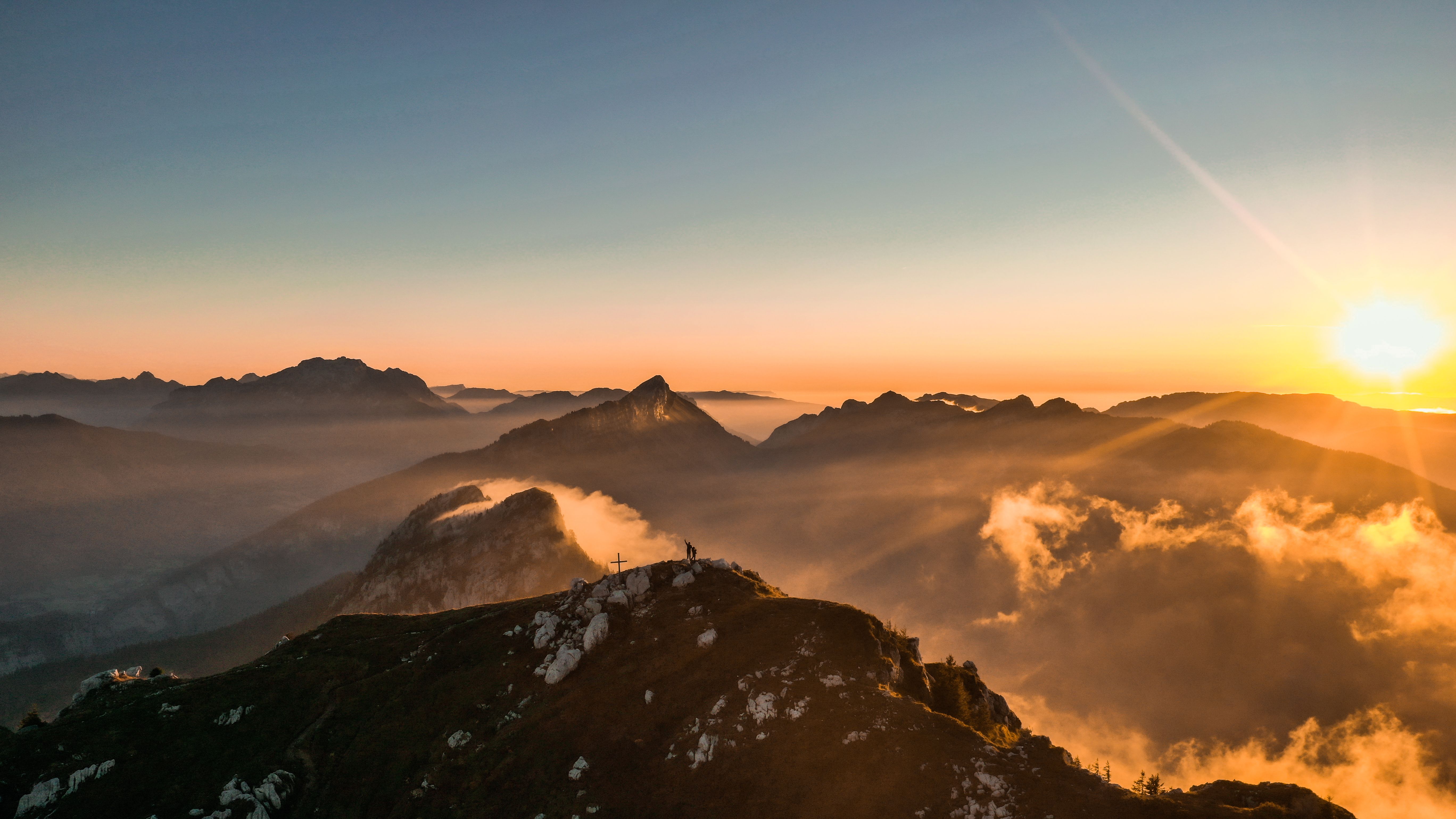Majestic Sunset Over Alpine Mountain Peaks · Free Stock Photo
