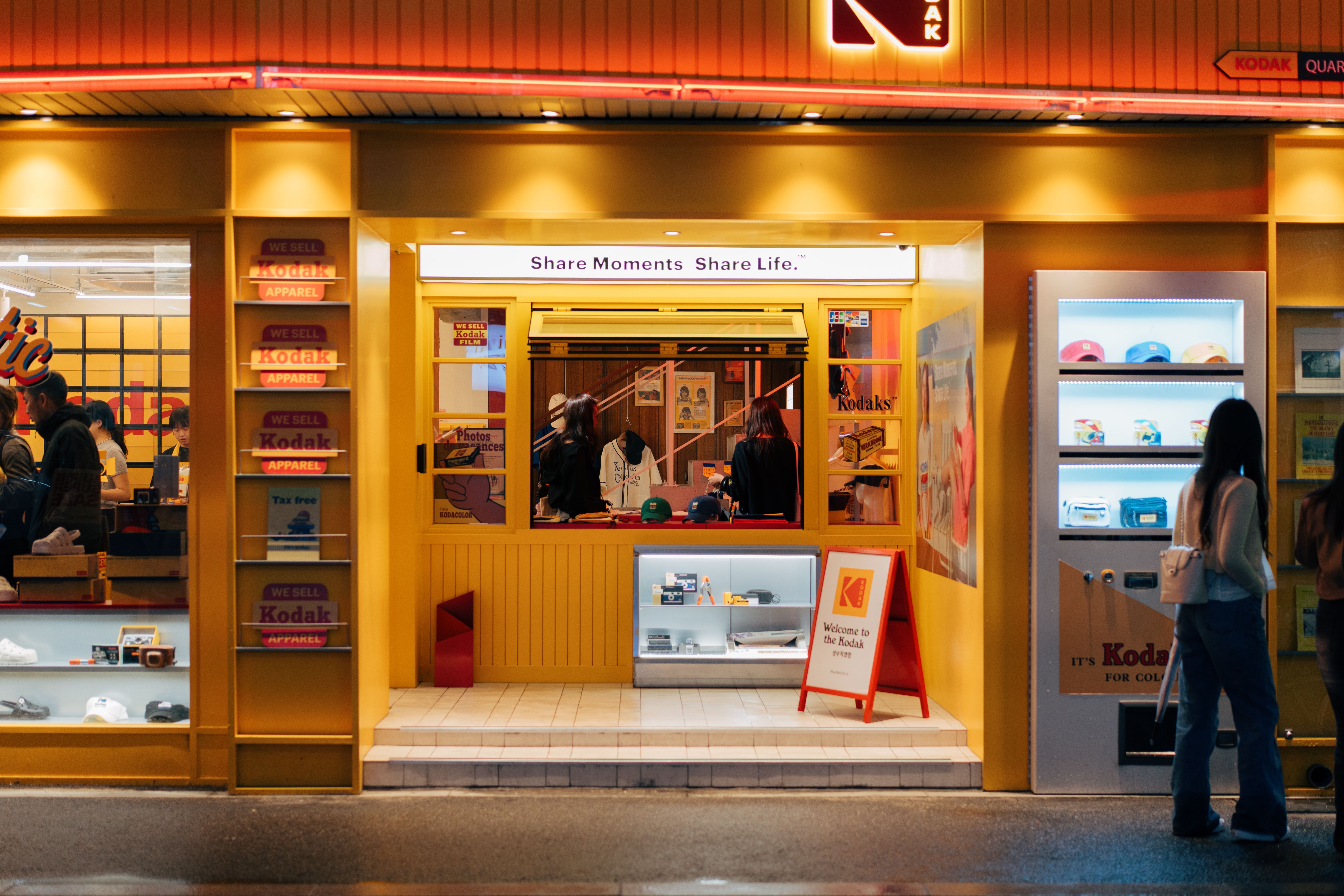 Colorful Kodak Storefront at Night in South Korea · Free Stock Photo
