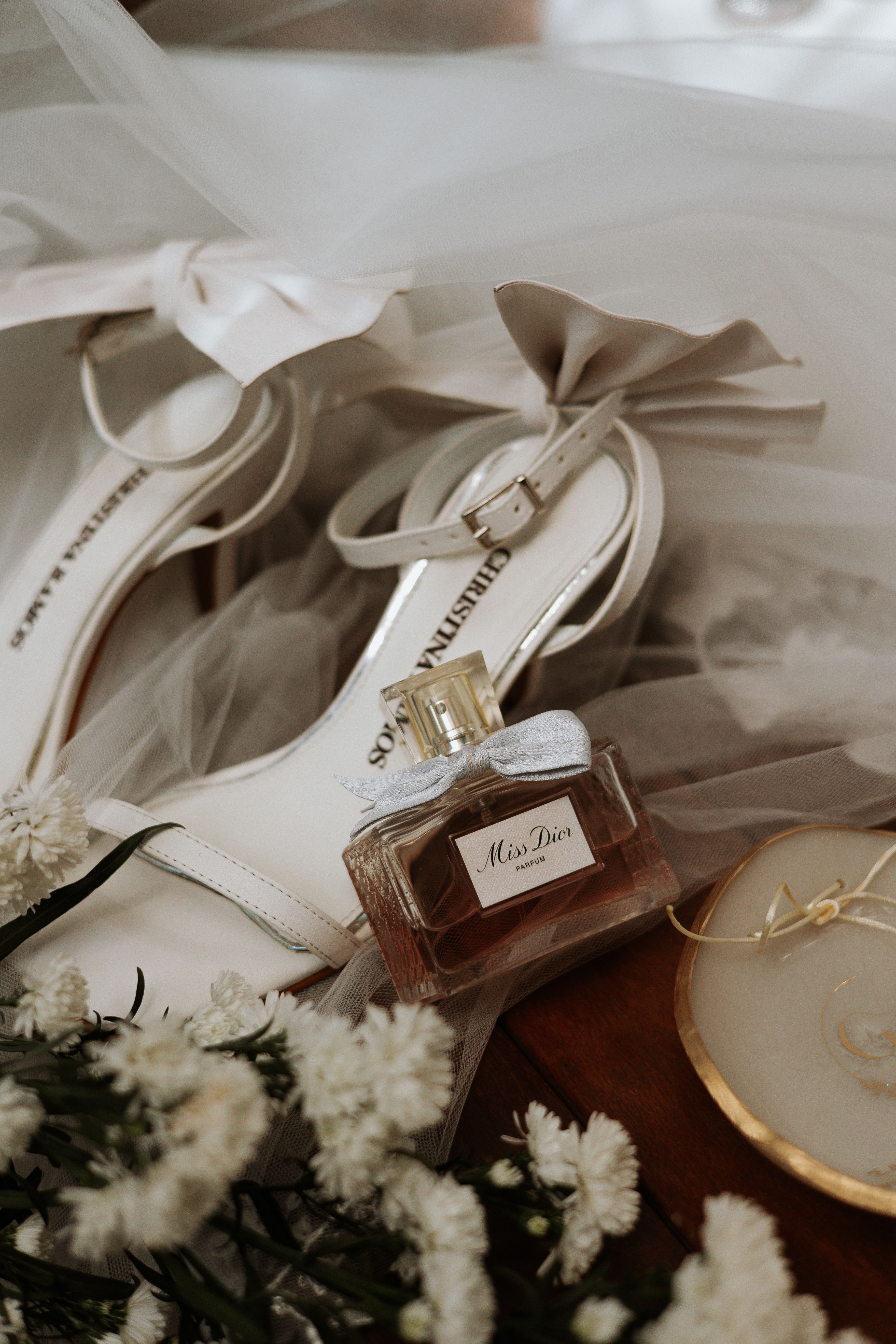 Elegant Wedding Flat Lay with Shoes and Invitations · Free Stock Photo