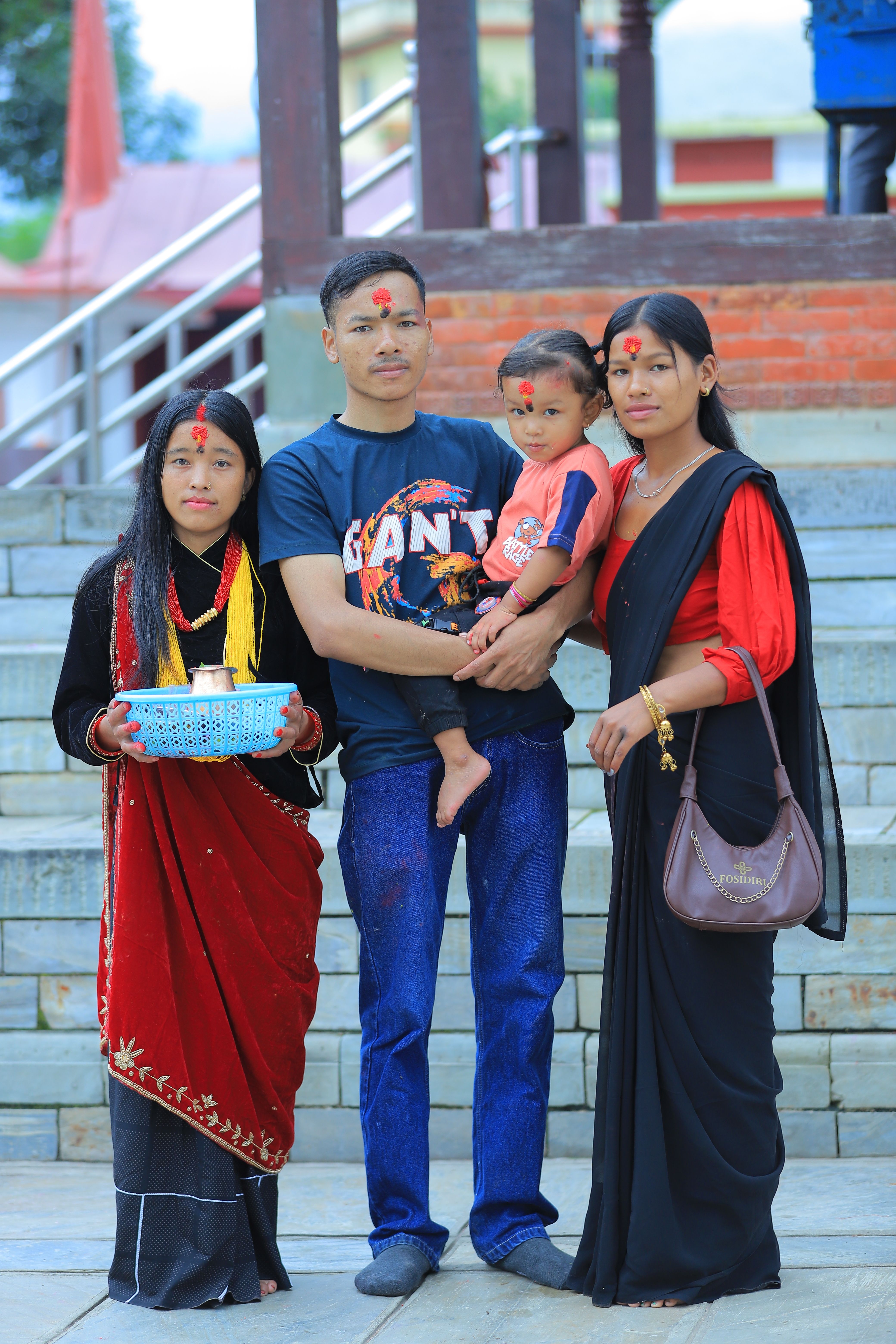 Traditional Nepalese Family Portrait at Temple · Free Stock Photo