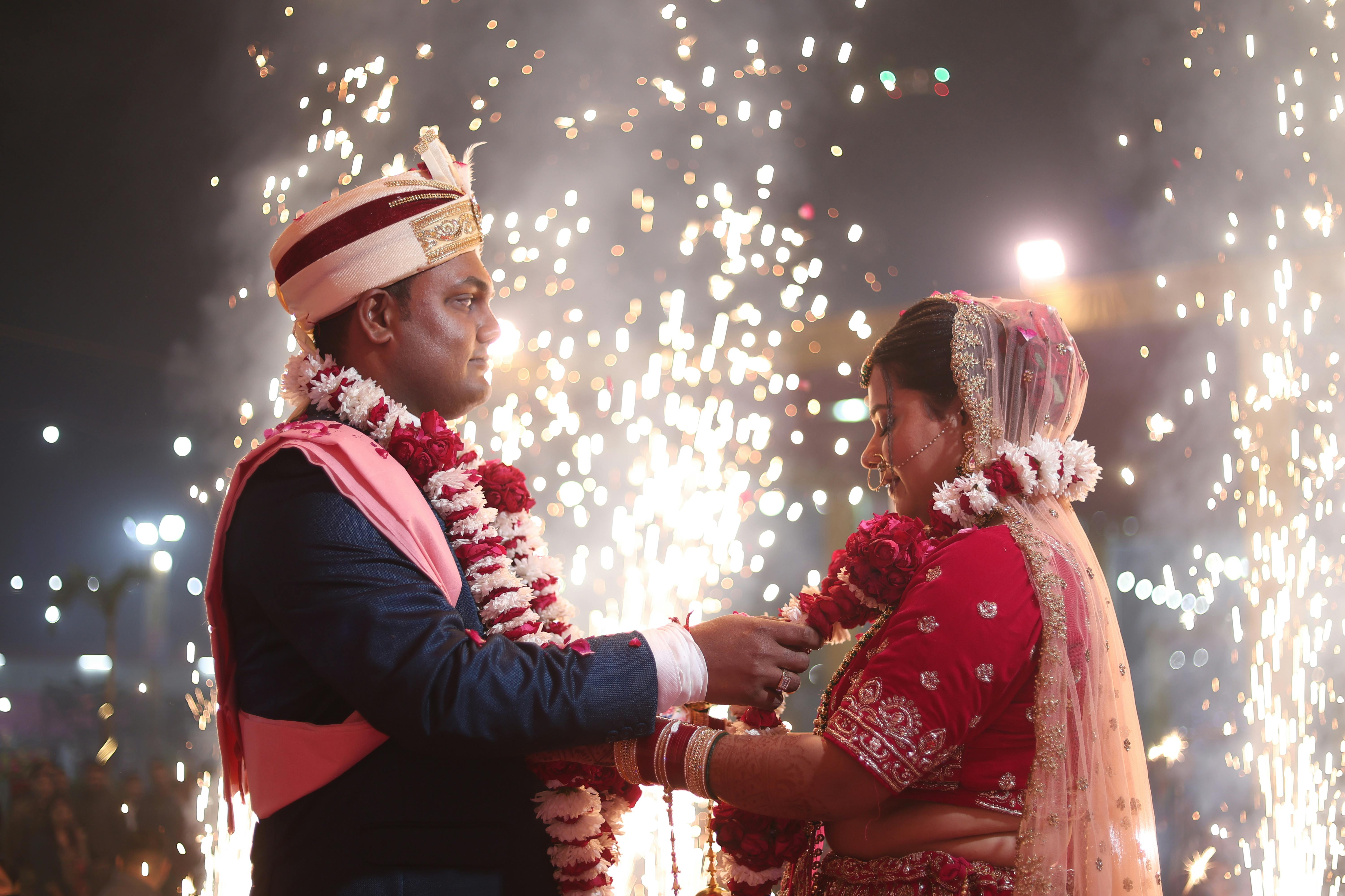 Vibrant Indian Wedding Celebration at Night · Free Stock Photo