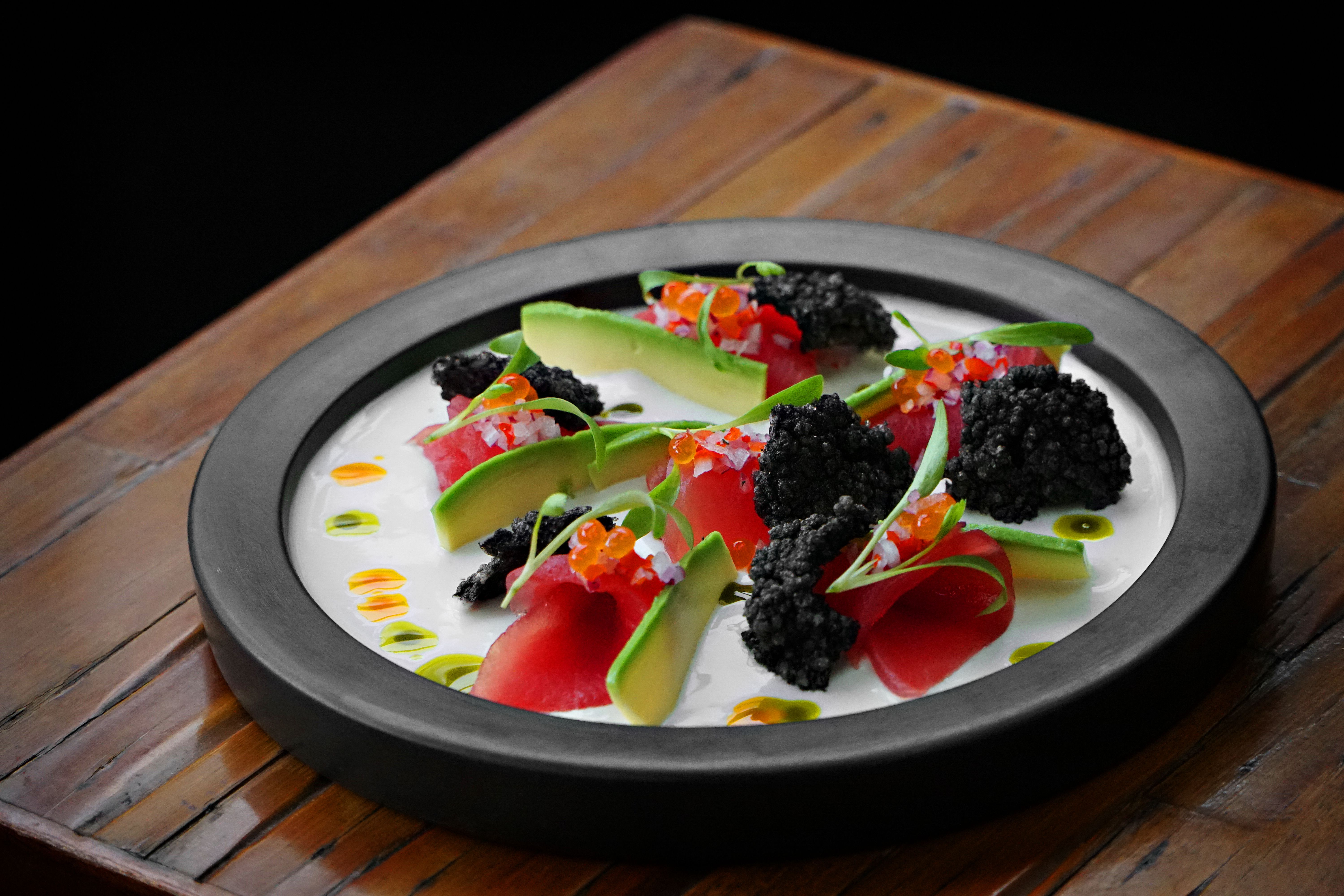 Gourmet Fusion Dish with Avocado and Caviar · Free Stock Photo