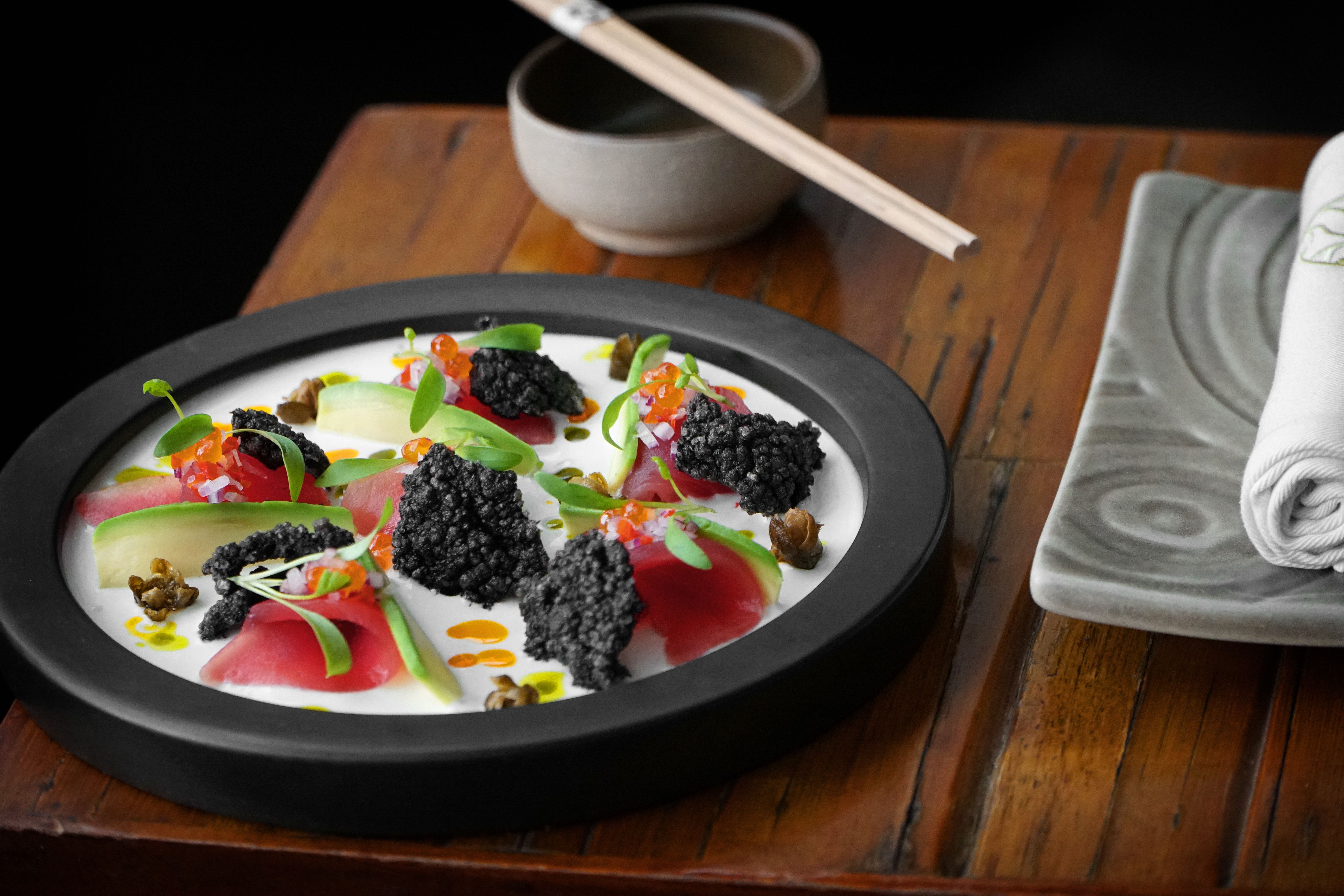 Gourmet Peruvian-Japanese Fusion Dish Presentation · Free Stock Photo