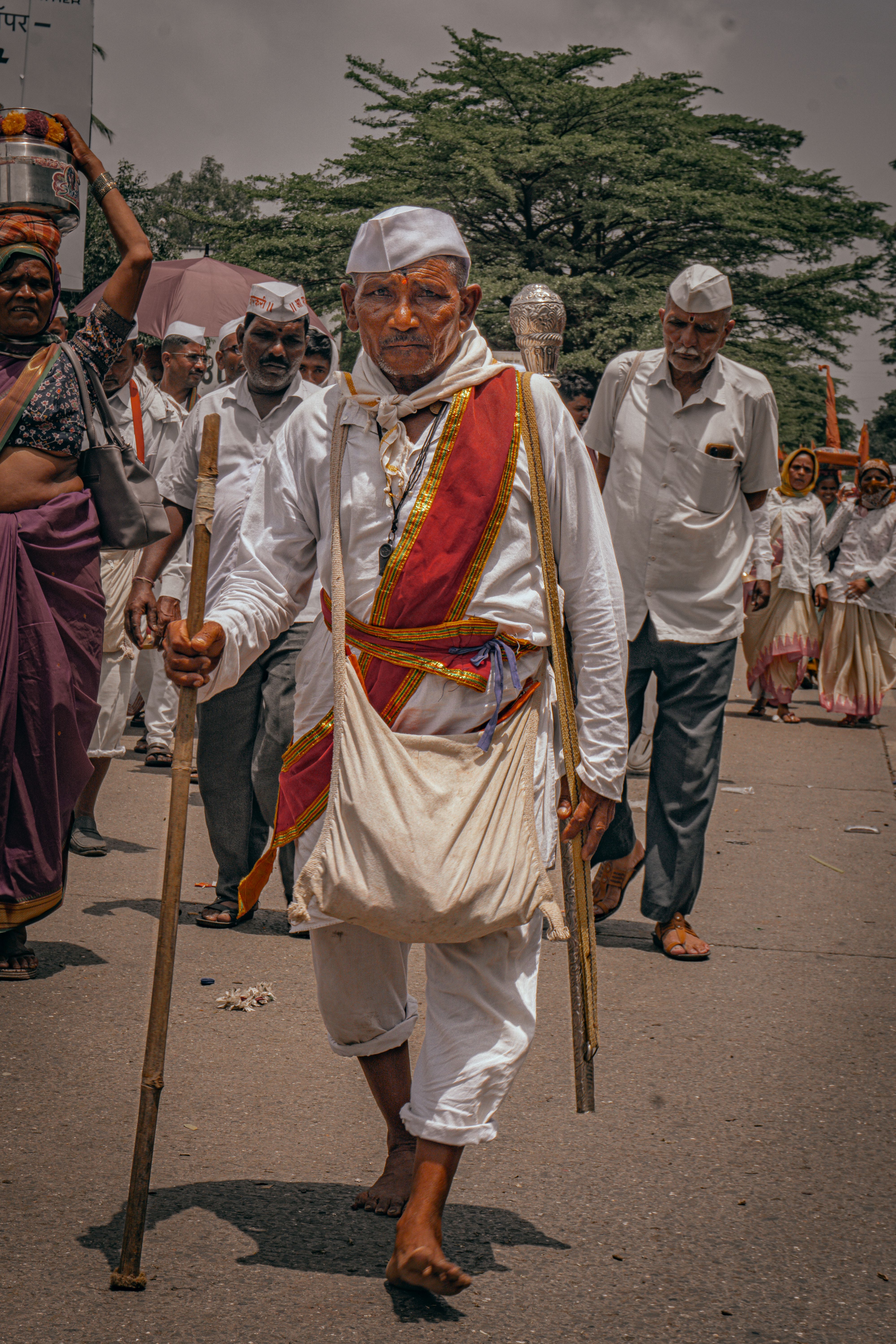 Pilgrims Walk During Palkhi Festival in Pune · Free Stock Photo