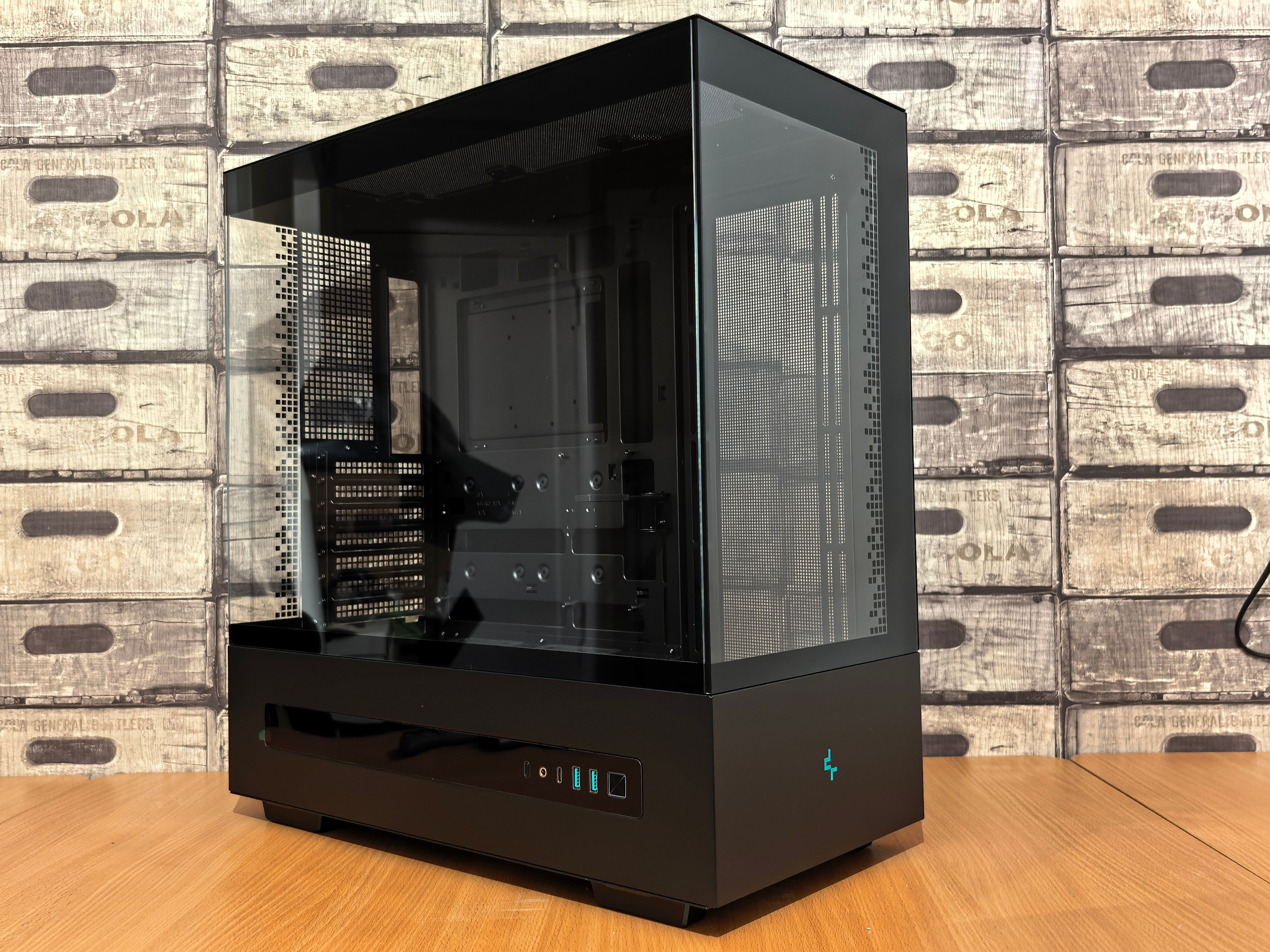Modern Transparent PC Case on Wooden Surface · Free Stock Photo