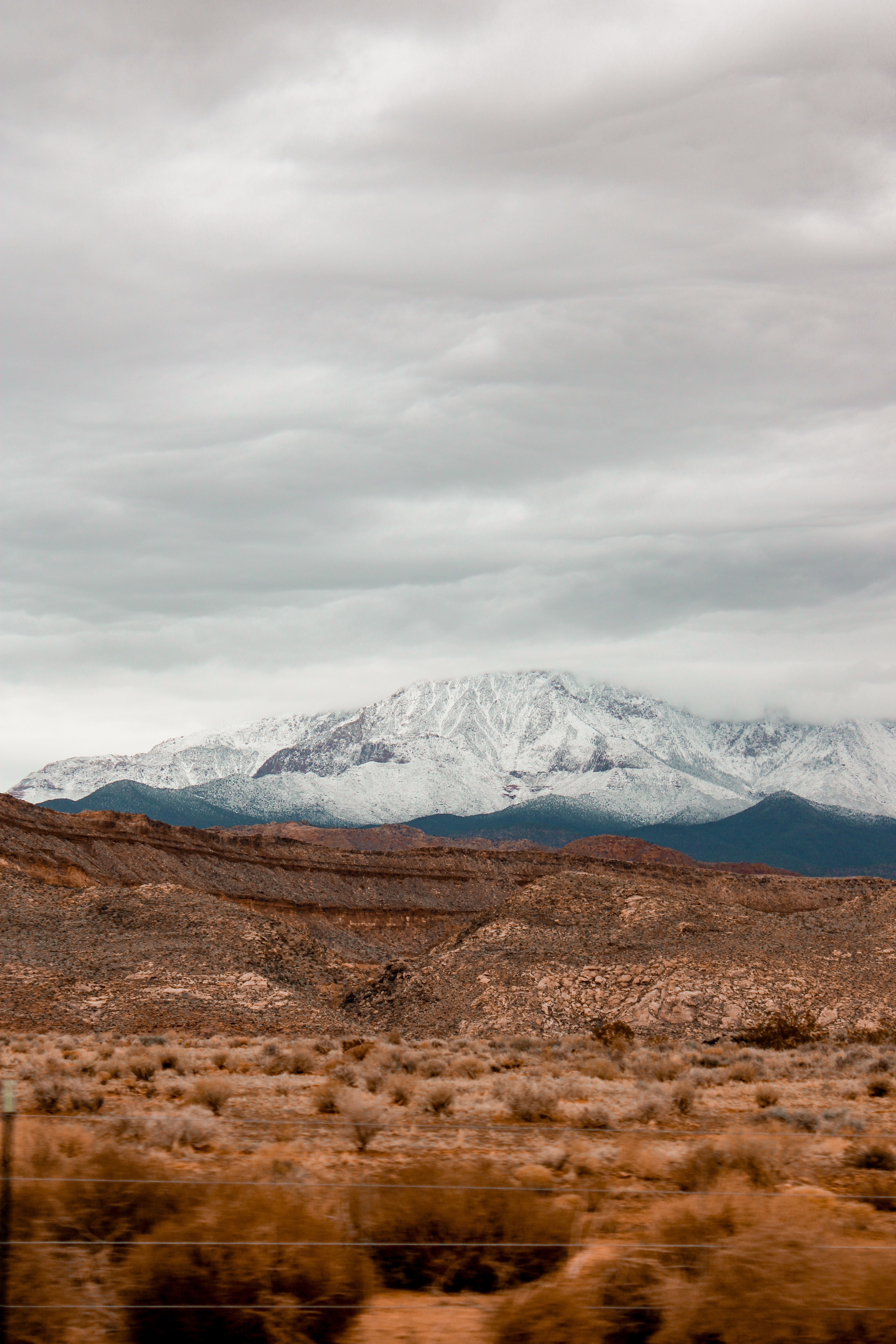 Snow-Capped Mountains in Utah Desert Landscape · Free Stock Photo